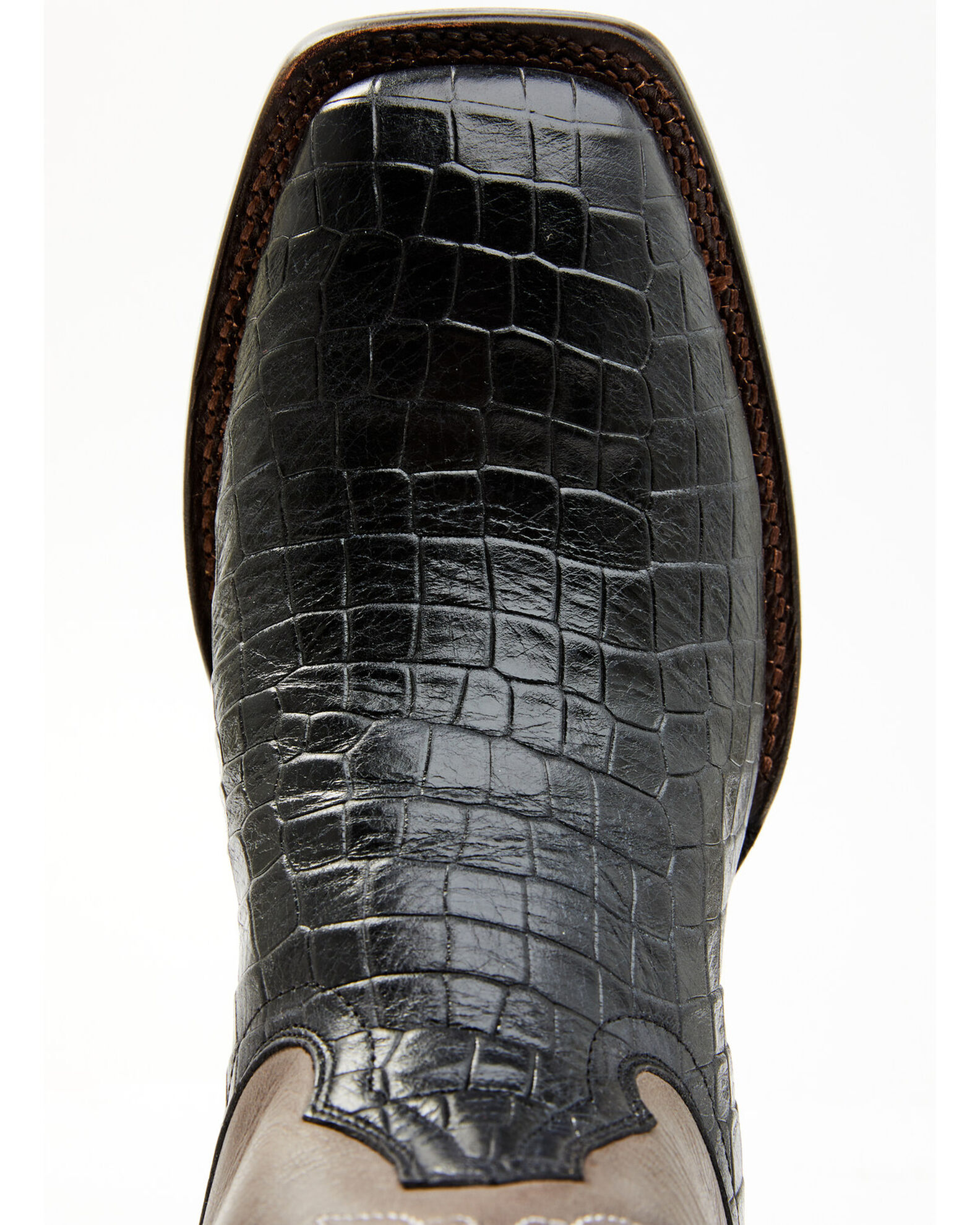 Cody James Mens Alligator Print Western Boots Broad Square Toe Black