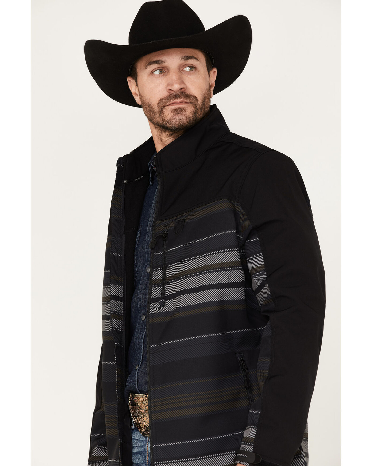 Rank 45® Mens Prescott Printed Softshell Jacket Black