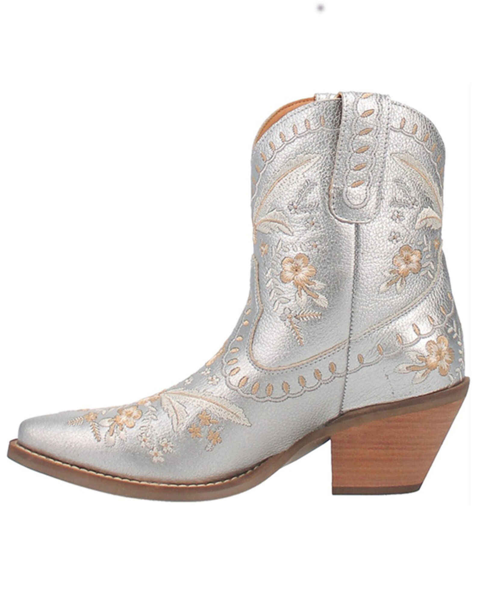 Dingo Womens Primrose Western Booties Snip Toe Silver
