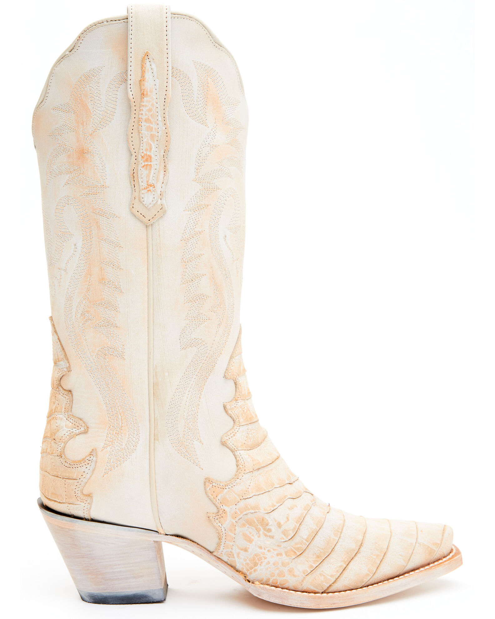 Dan Post Womens Caiman Print Western Boots Snip Toe Peach