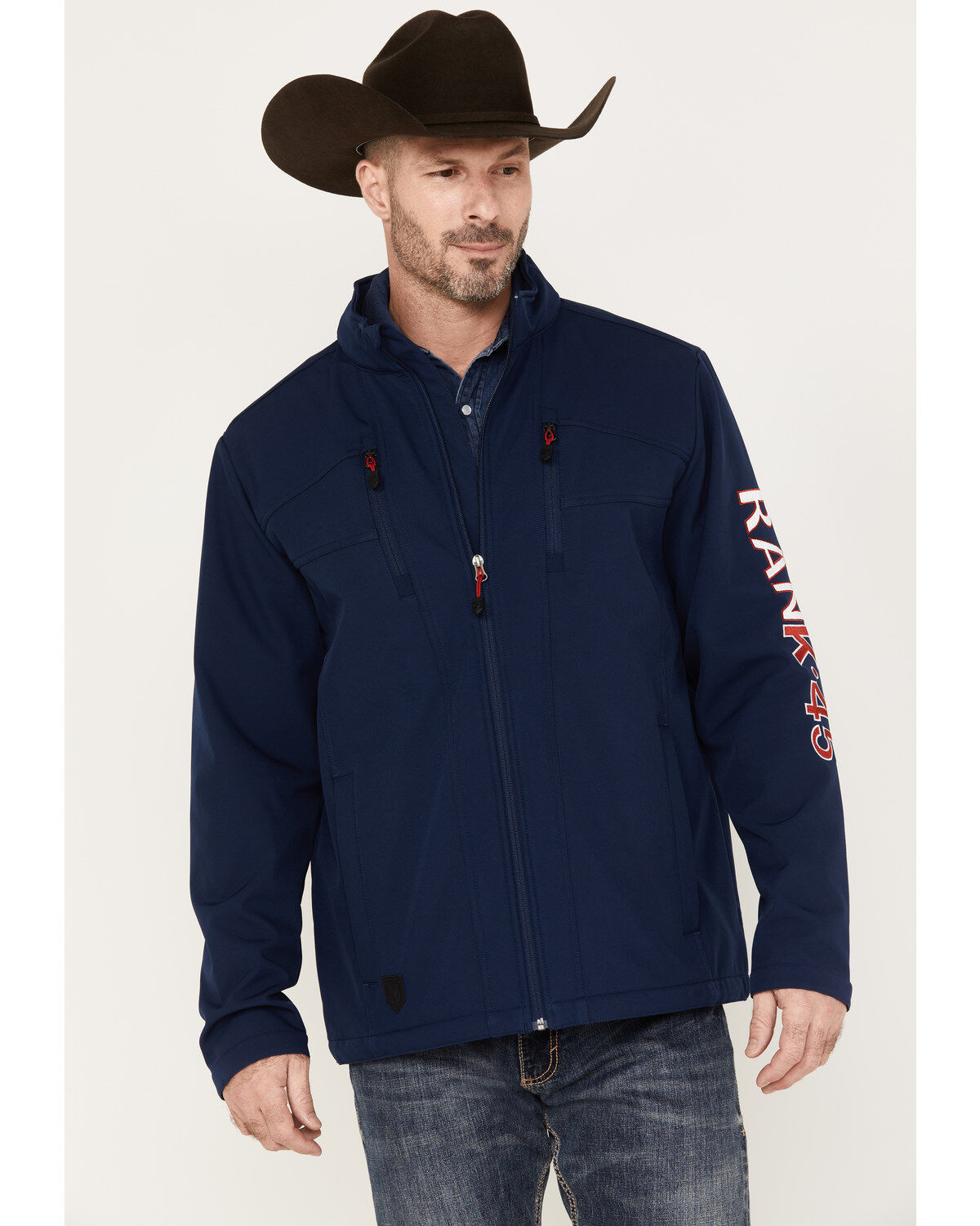 RANK 45® Men's Arlington Embroidered Softshell Jacket, Navy