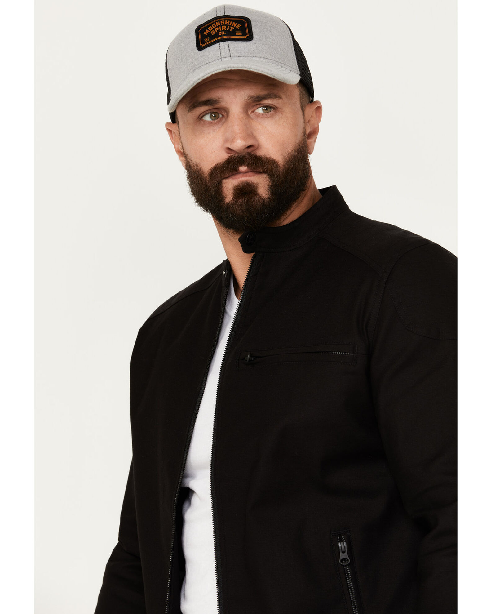 Moonshine Spirit Men's Motorcycle Flight Head Jacket, Black