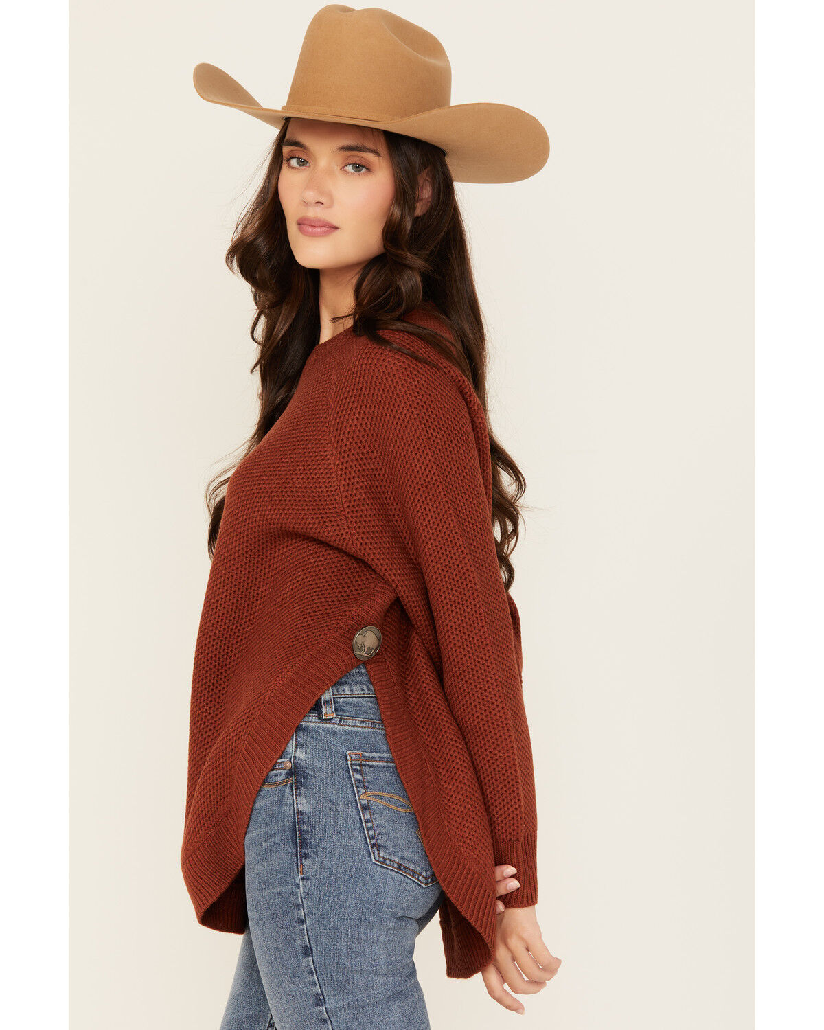 Cotton & Rye Women's Round Bottom Textured Sweater, Rust