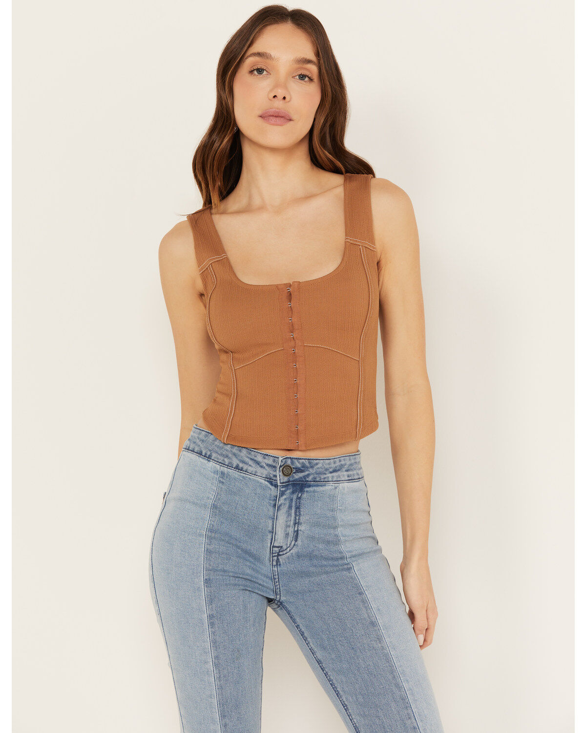 Shyanne Women's Corset Tank, Brown