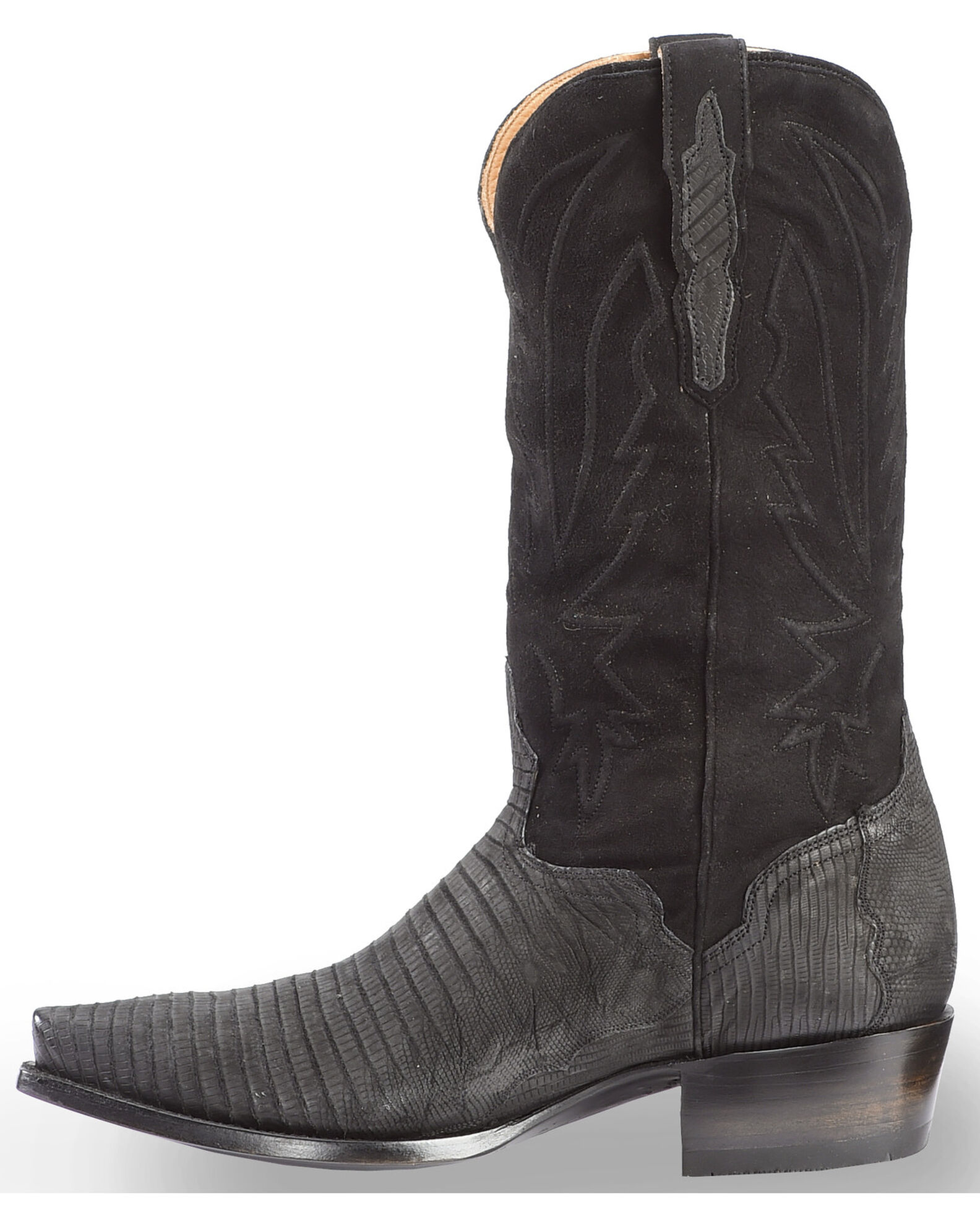 El Dorado Mens Handmade Lizard Black Western Boots Snip Toe Boot Barn