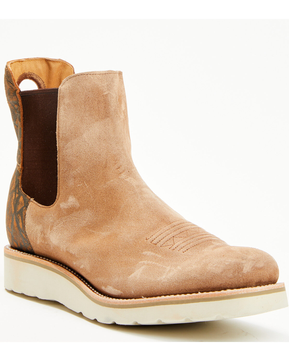 Horse Power Suede Chelsea Boots - Square Toe, Tan