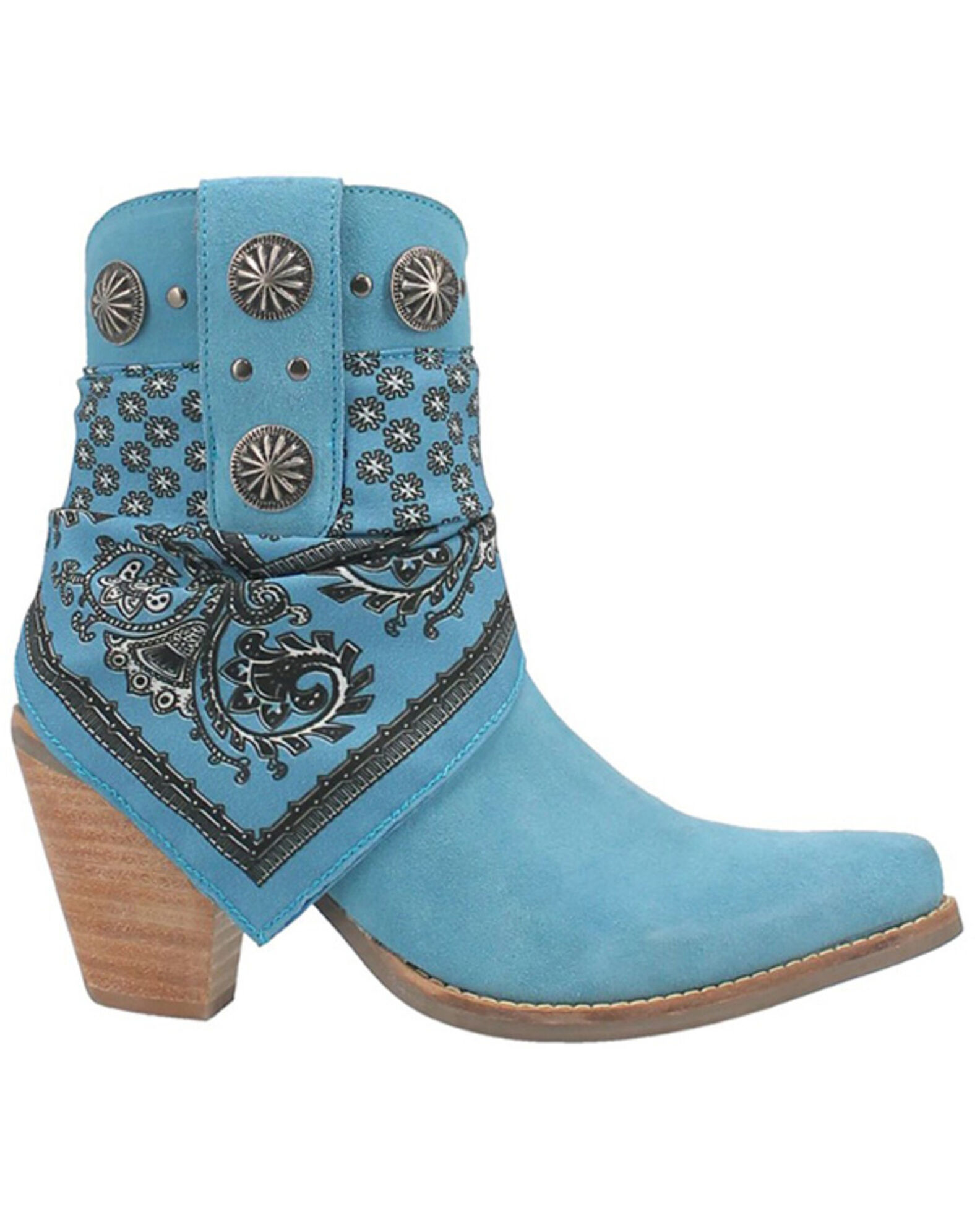 Dingo Womens Suede Bandida Western Booties Round Toe Blue