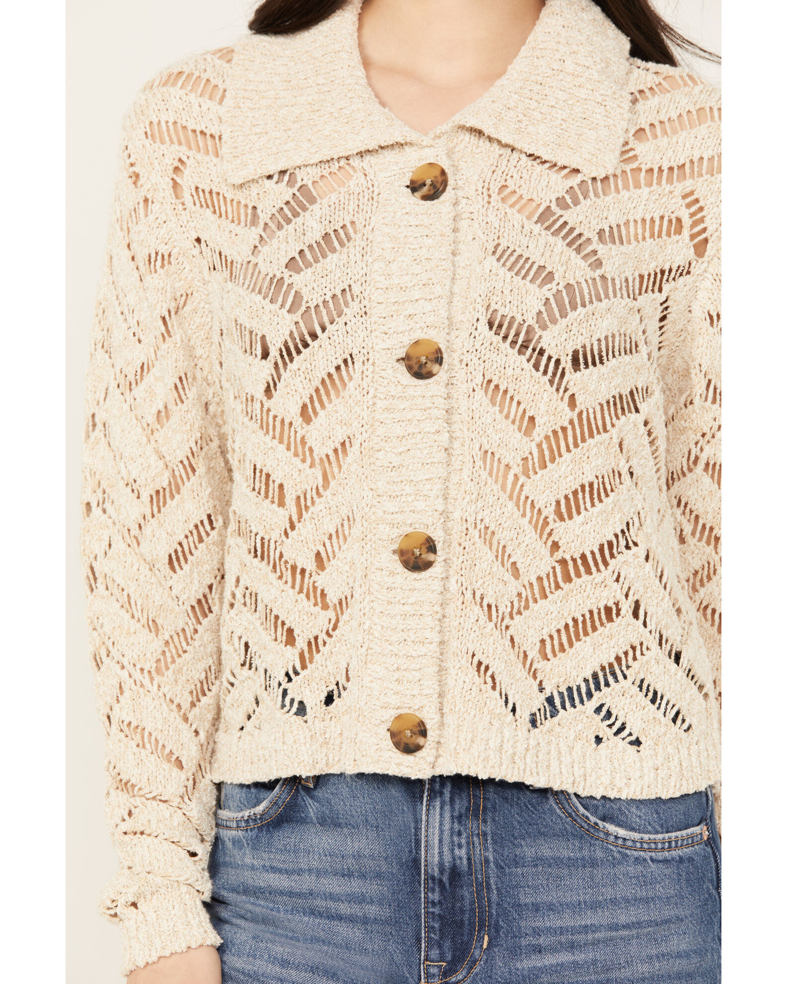 Cleo + Wolf Women's Cropped Boxy Cardigan, Sand