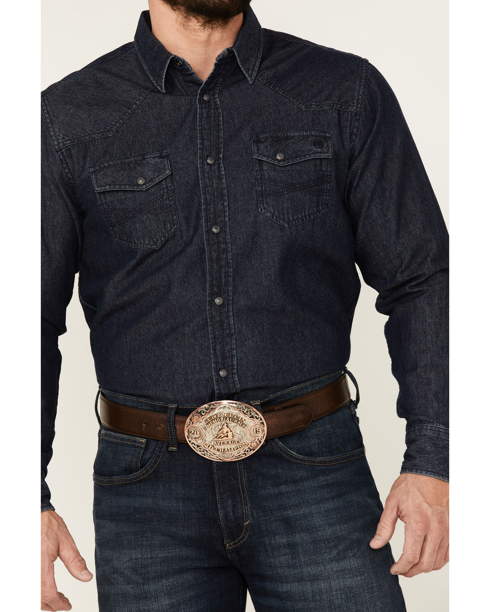 Blue Ranchwear Men's Heavyweight Dark Wash Denim Snap Western Shirt ...