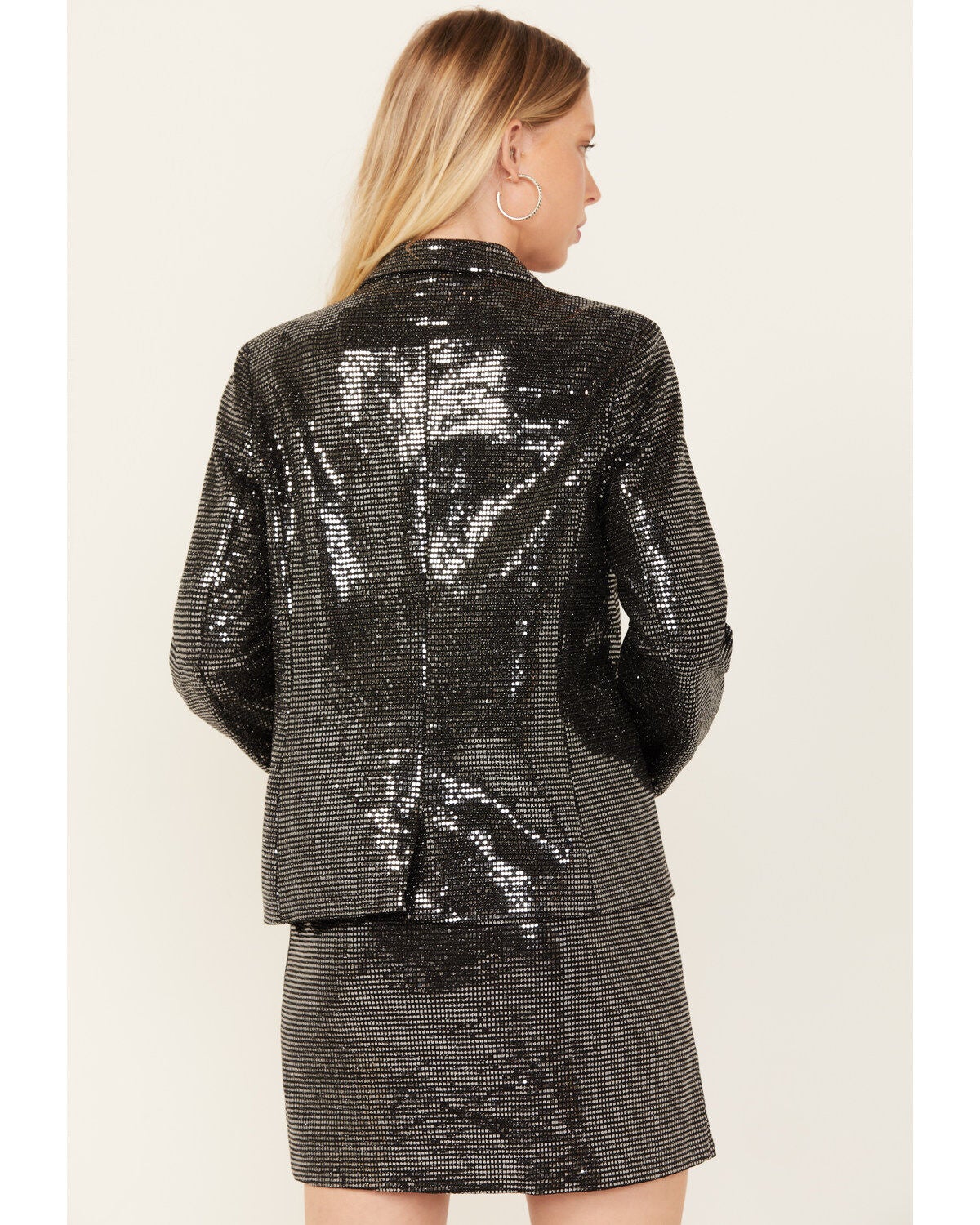 Molly Bracken Women's Sequins Blazer, Silver