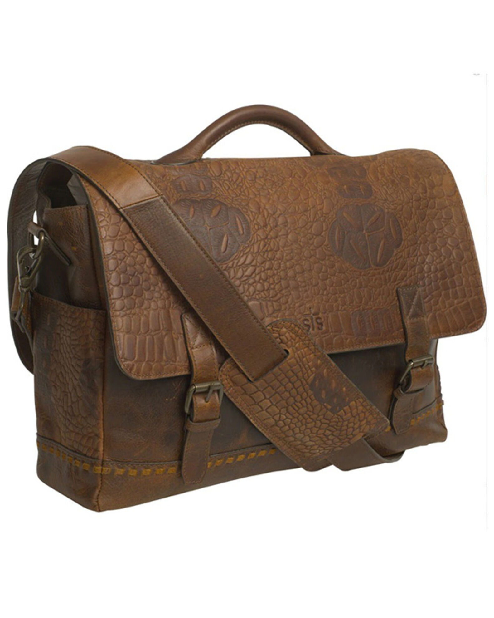 STS Ranchwear by Carroll Men's Croc Messenger, Chestnut