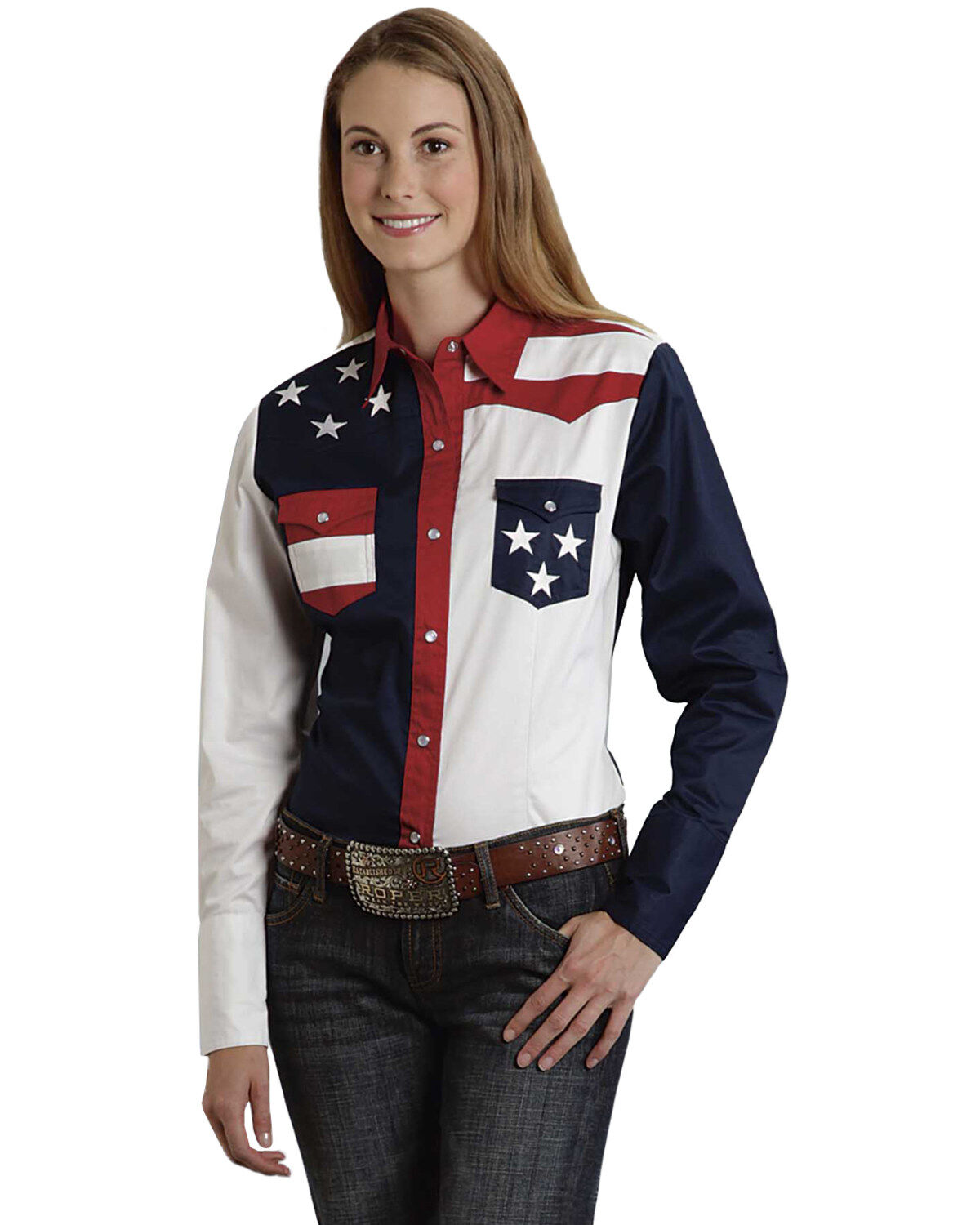 Roper Women's Stars & Stripes Colorblock Western Shirt, Patriotic