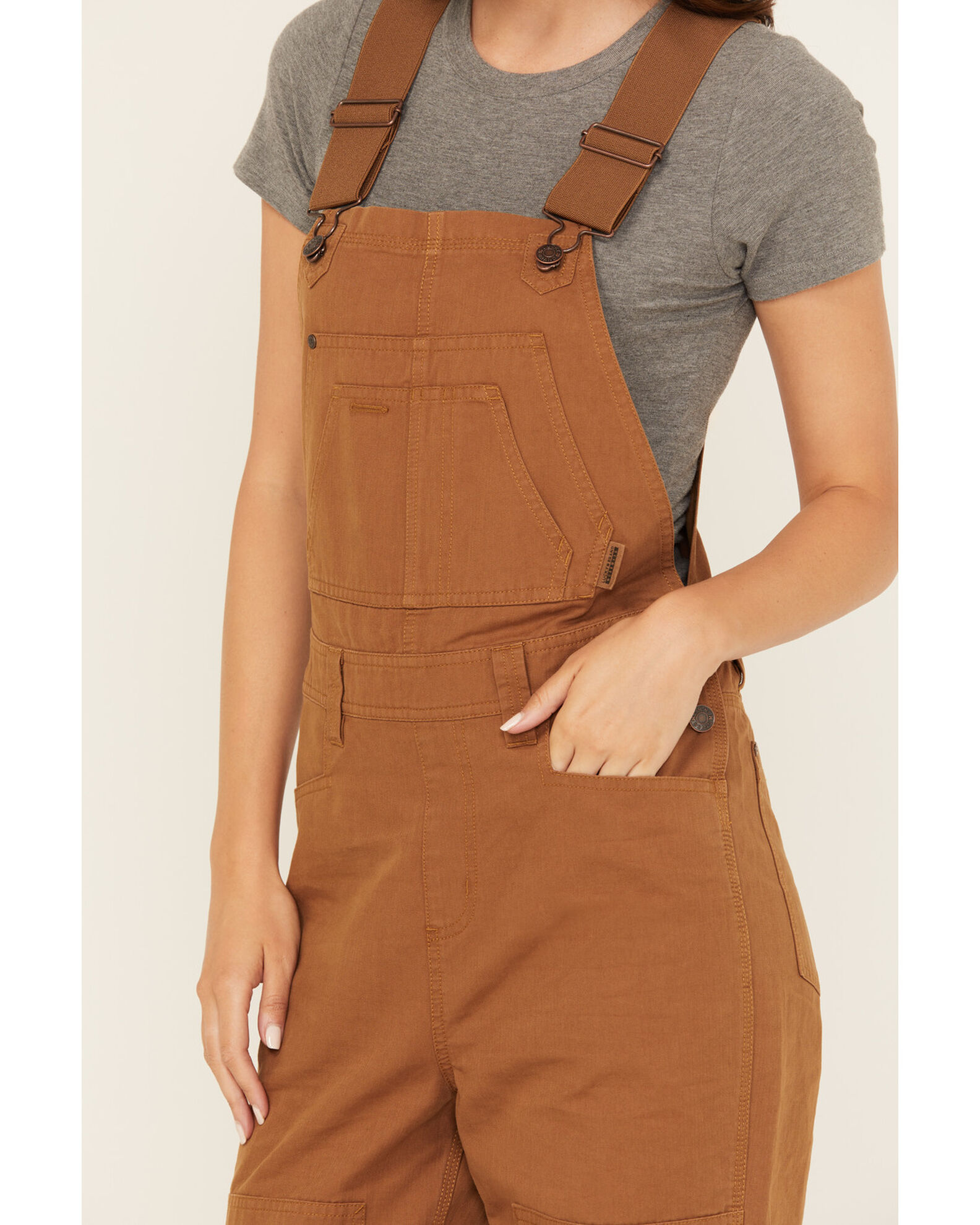 Lucky Brand Workwear Women's Broken Canvas Work Overalls, Camel