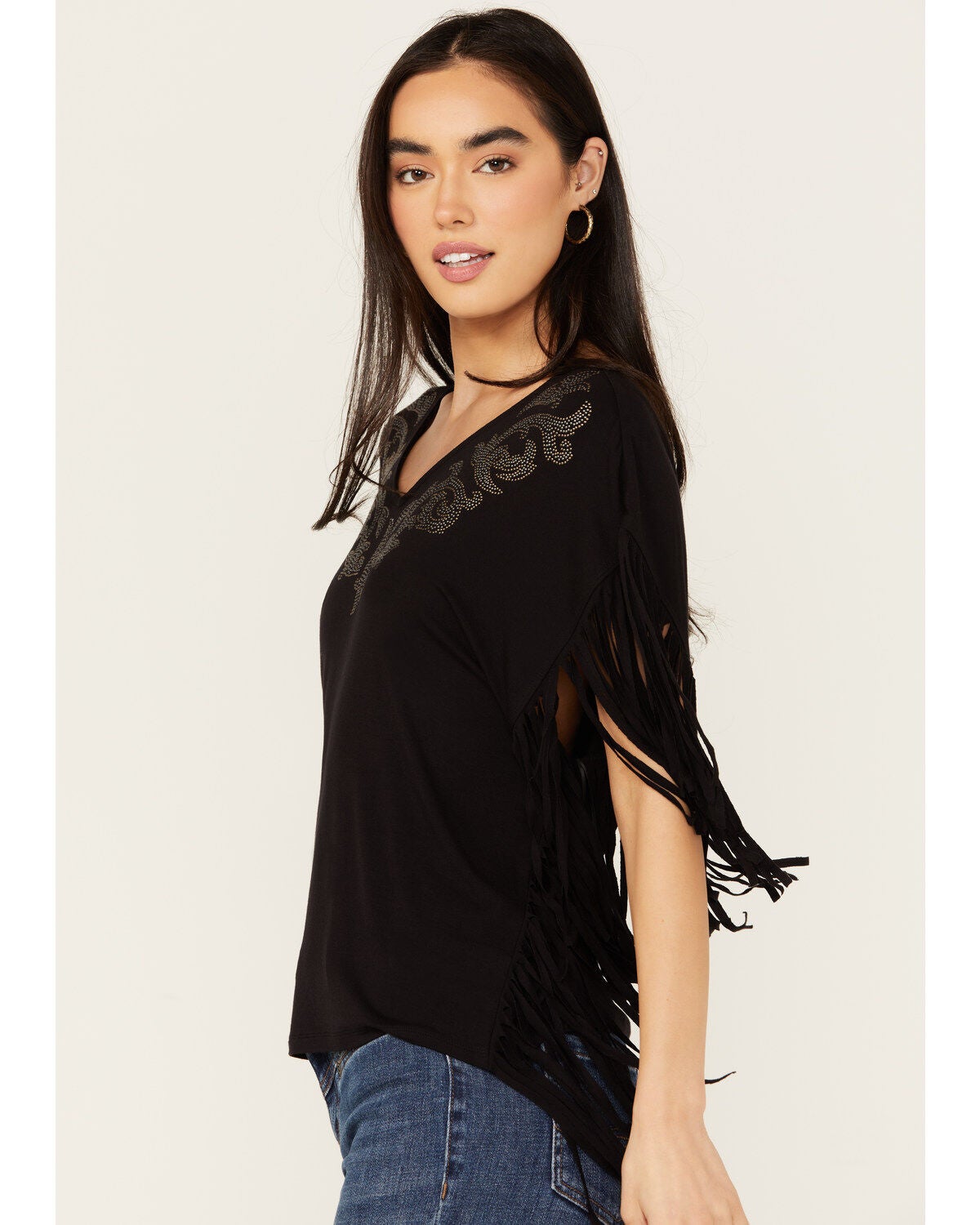 Idyllwind Women's Milner Fringe Short Sleeve Studded Shirt,