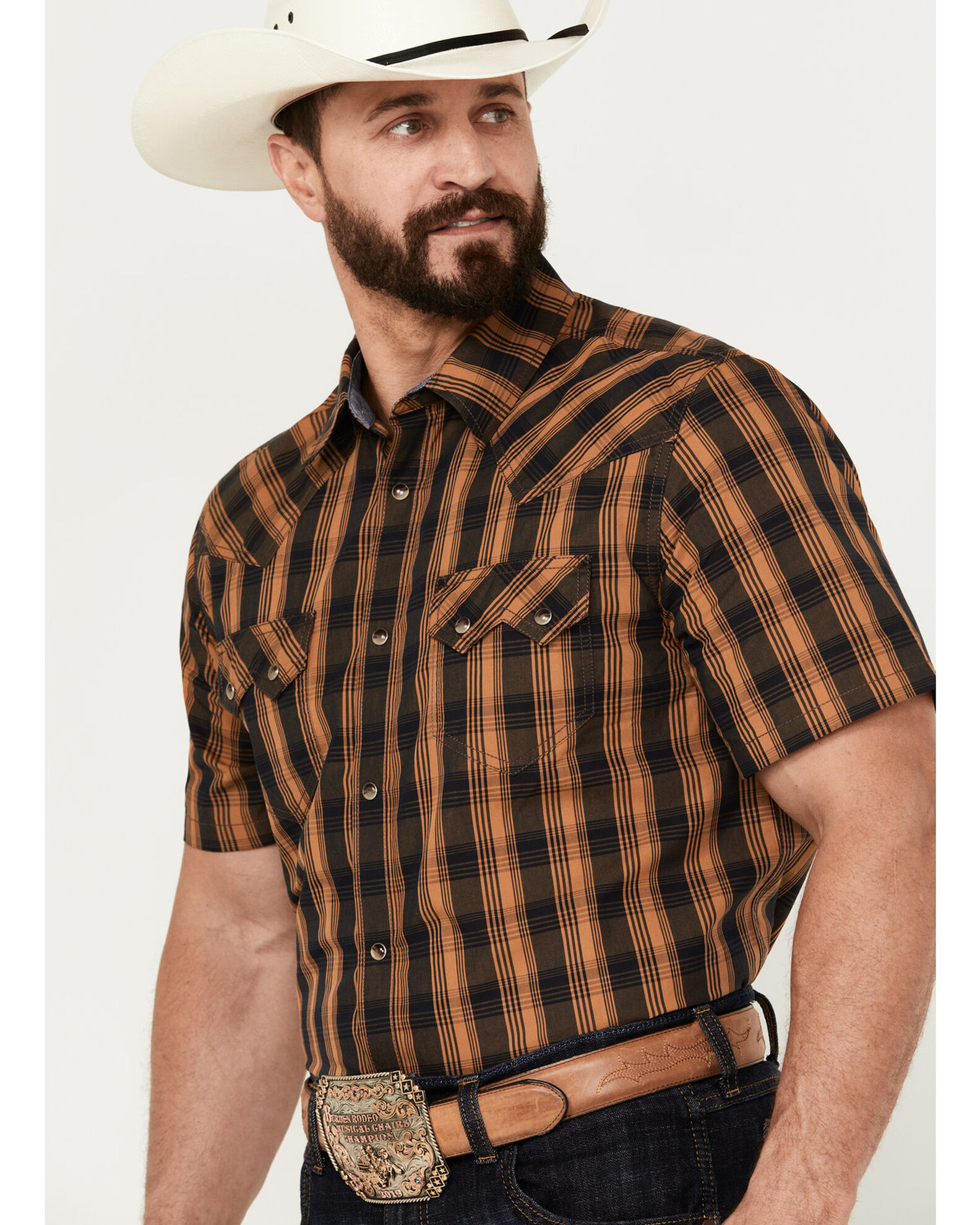 Product Name: Cody James Men's Caliente Small Plaid Print Short Sleeve ...