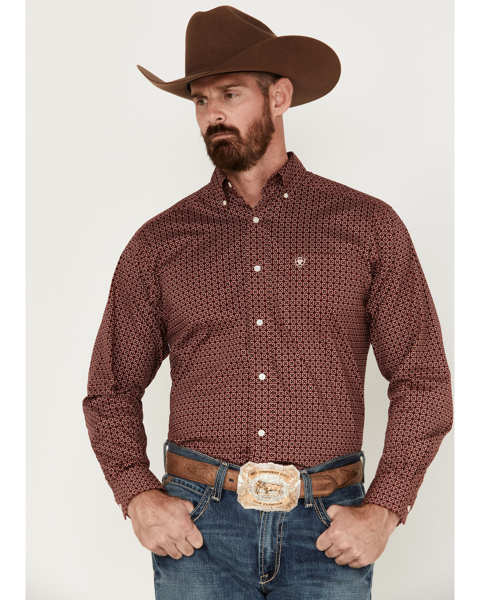 Product Name Ariat Mens Kenny Print Long Sleeve Button Down Stretch