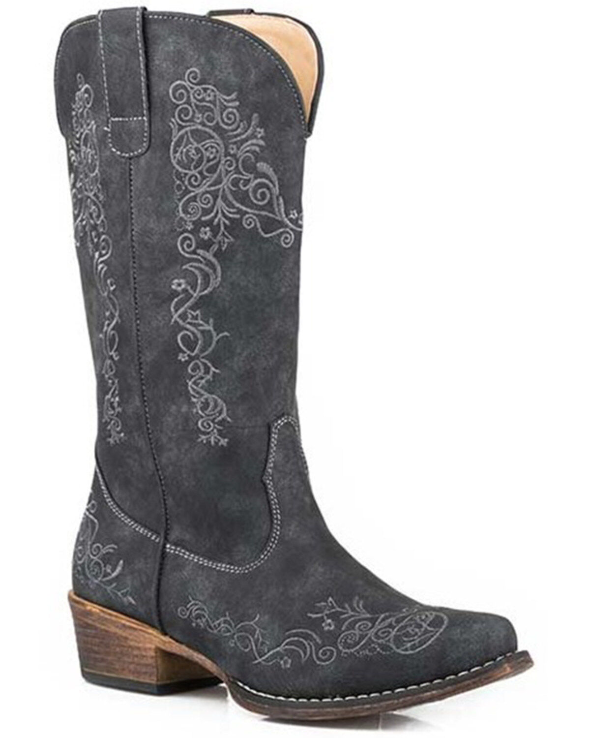 Roper Women's Riley Scroll Western Performance Boots - Snip Toe, Black