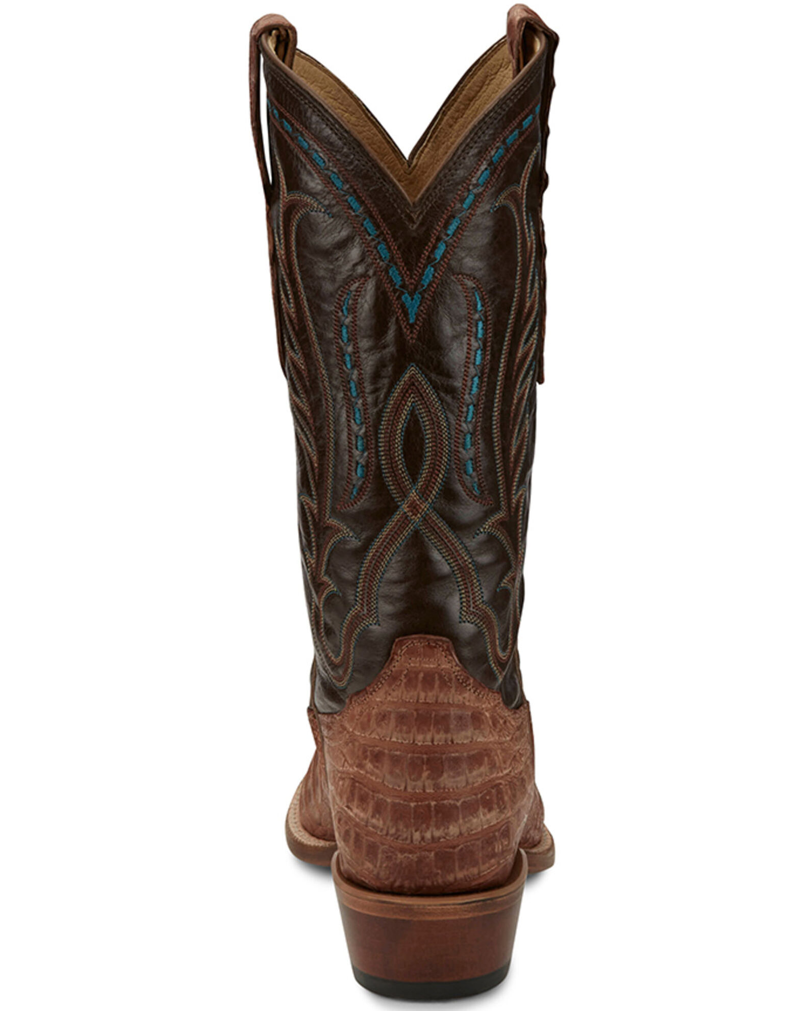 Tony Lama Mens Buffed Exotic Caiman Western Boots Broad Square Toe Tan