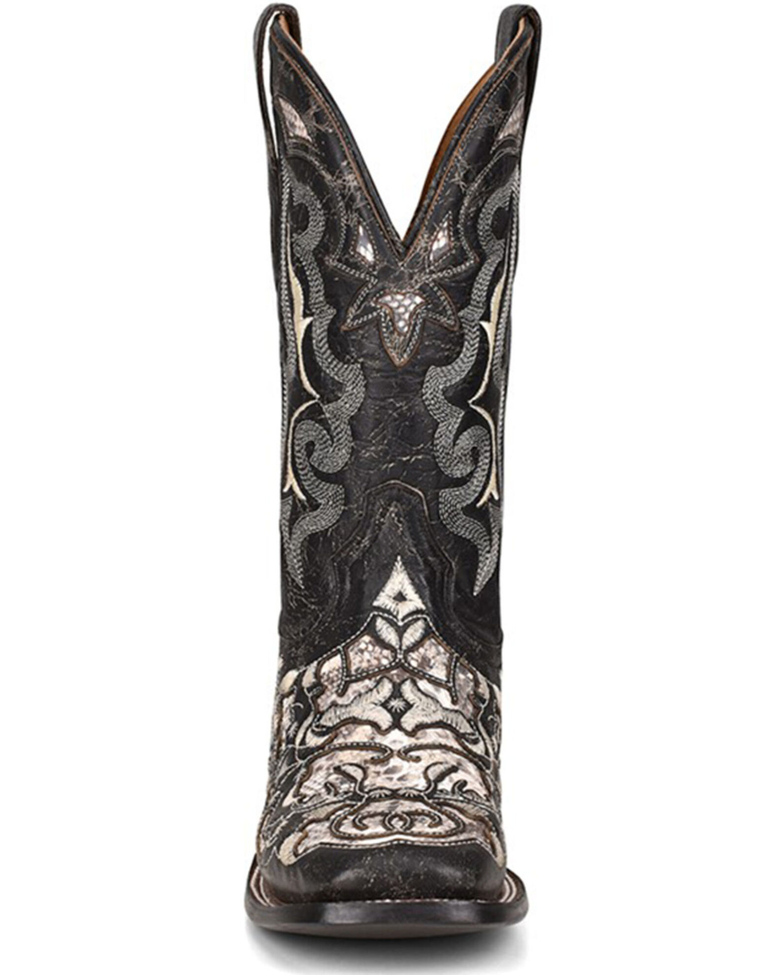 Corral Mens Exotic Python Skin Inlay Western Boots Square Toe Black