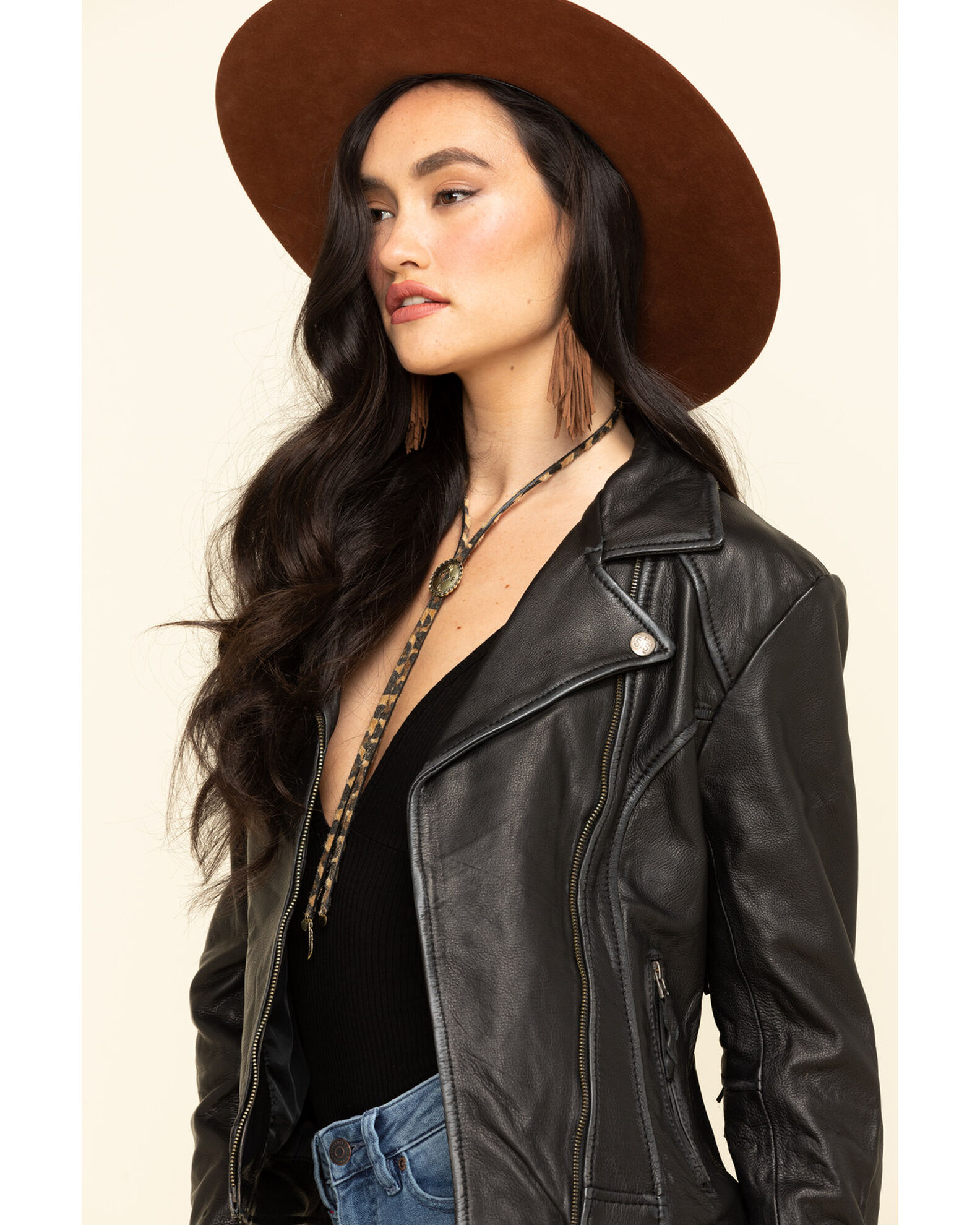 STS Ranchwear Women's Black Chenae Fringe Leather Jacket | Boot Barn