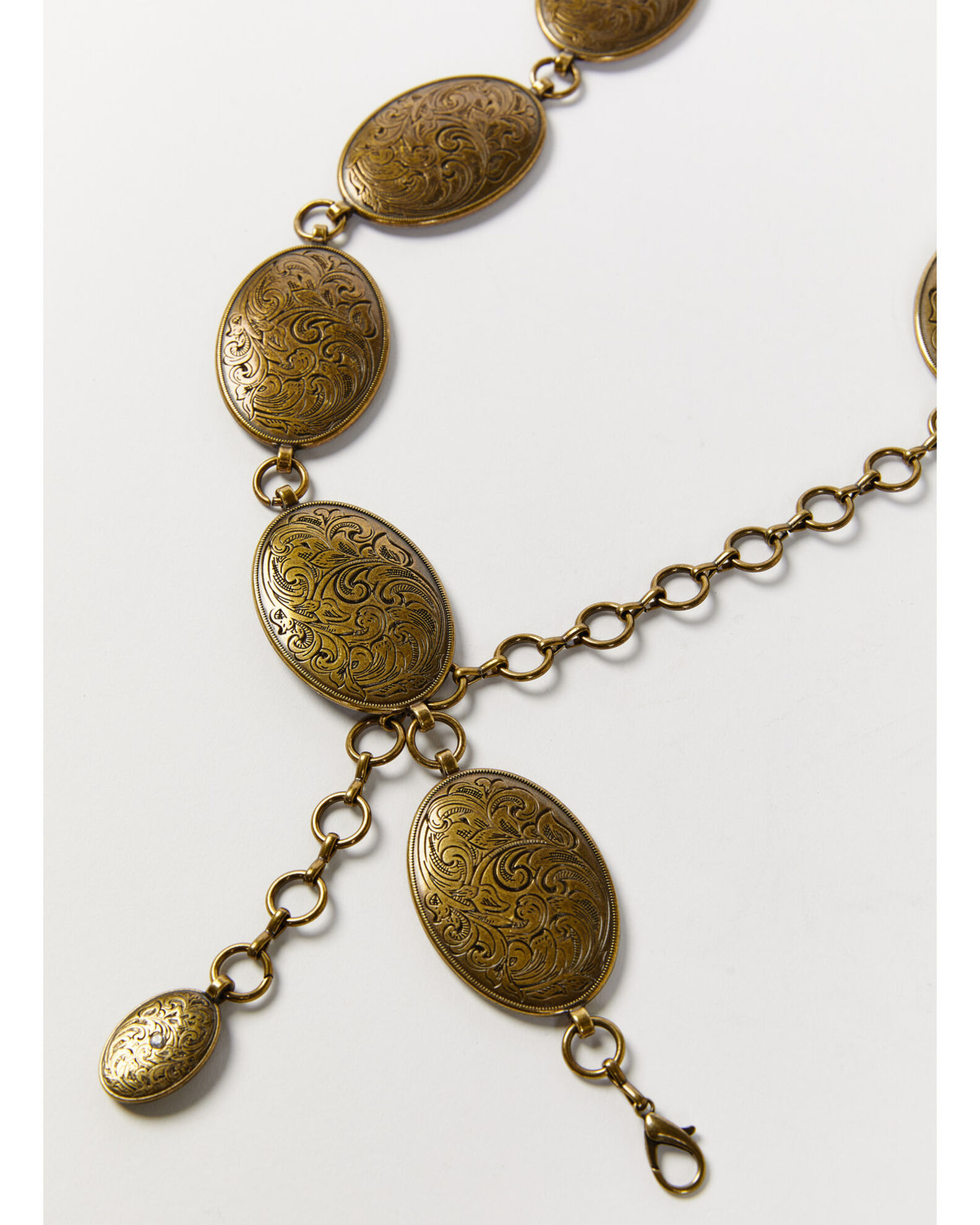 Shyanne Women's Rust Copper Oval Floral Scroll Concho Chain Belt, Rust ...