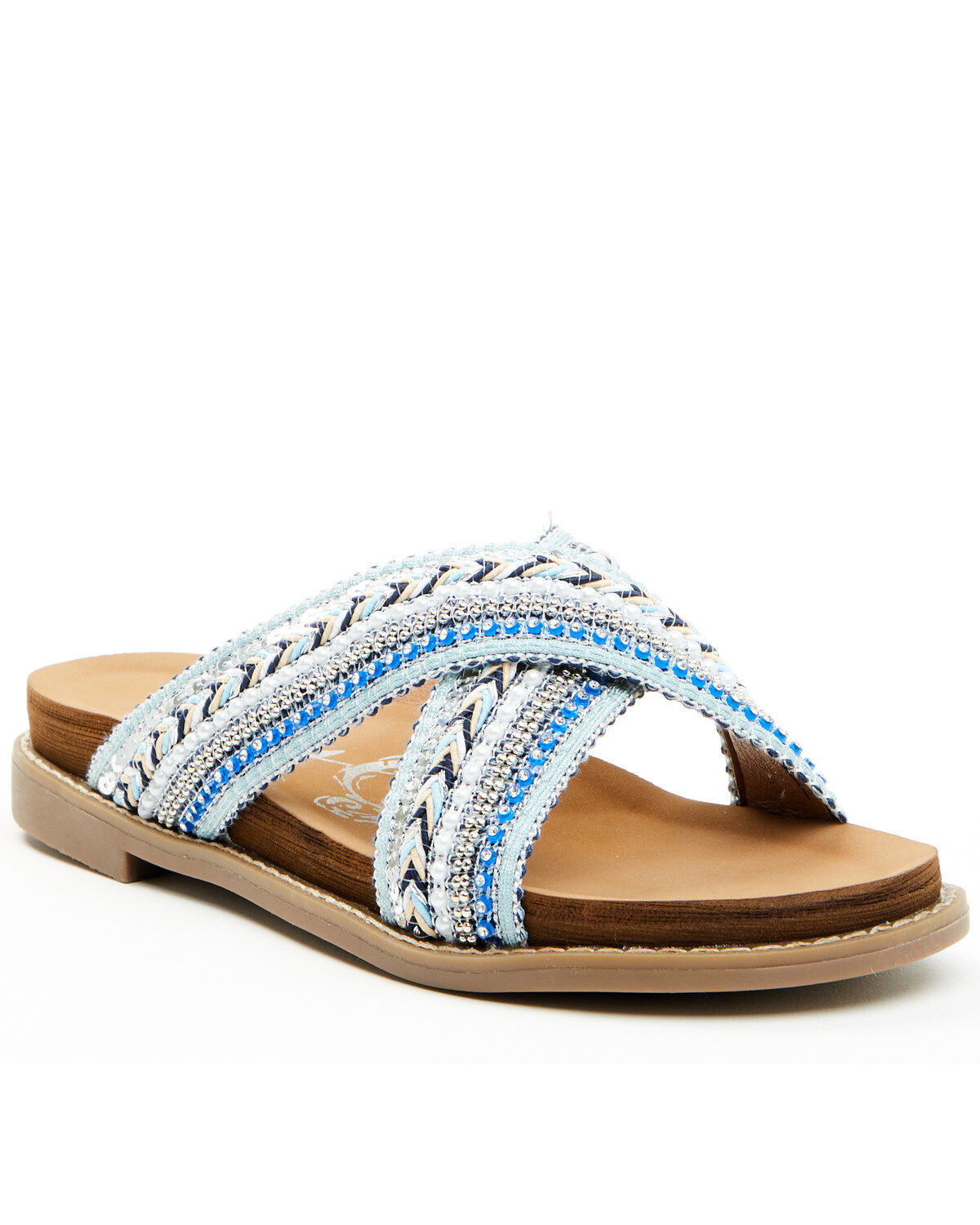 Very G Women's Elkin Beaded Sandals, Blue, hi-res