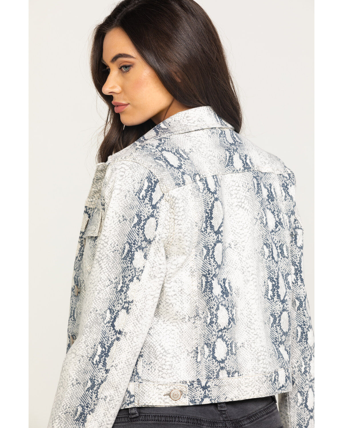 Shyanne Women's Python Print Denim Trucker Jacket,