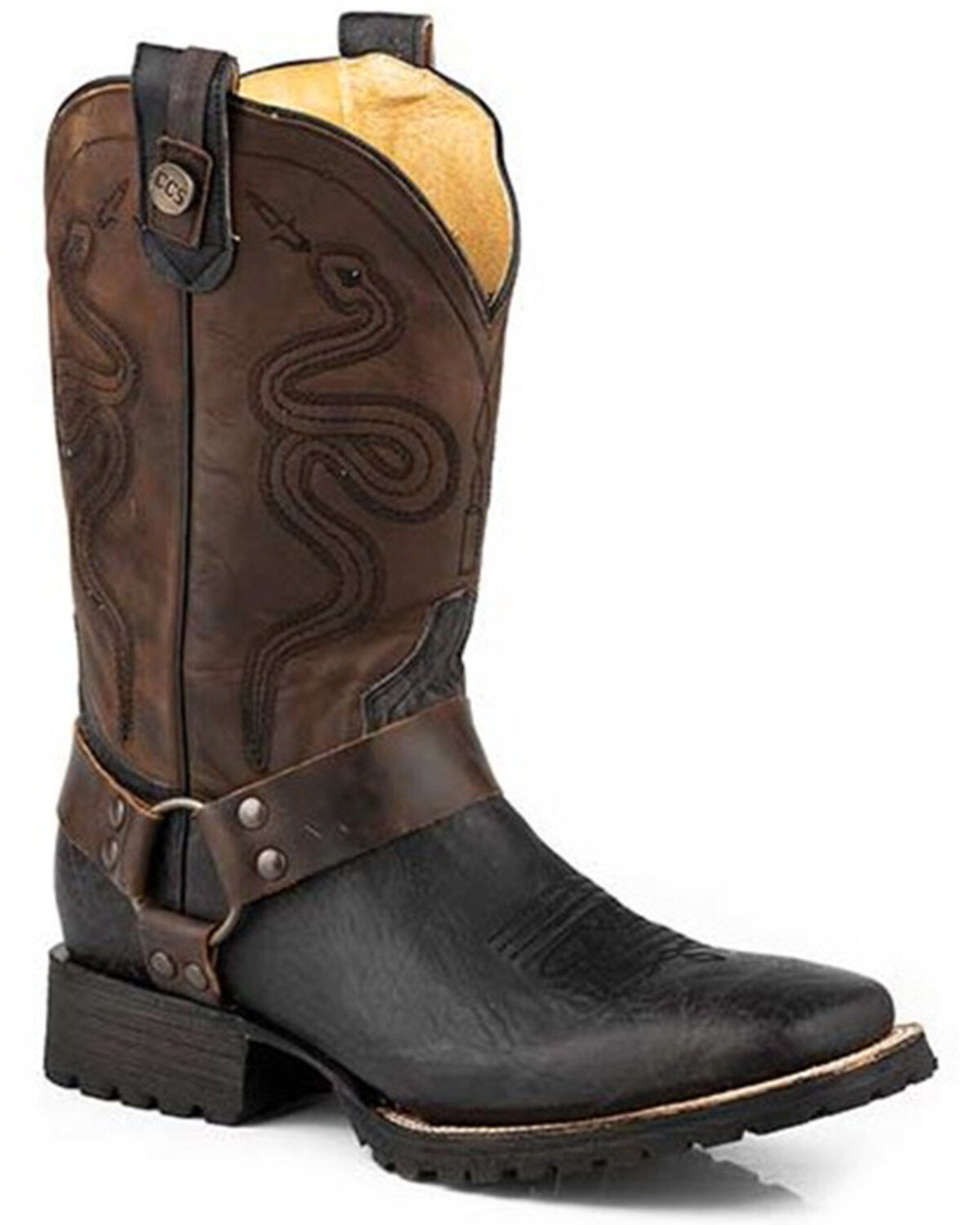 Roper Men's Cowboy Tuff Motorcycle Boots - Square Toe, Black