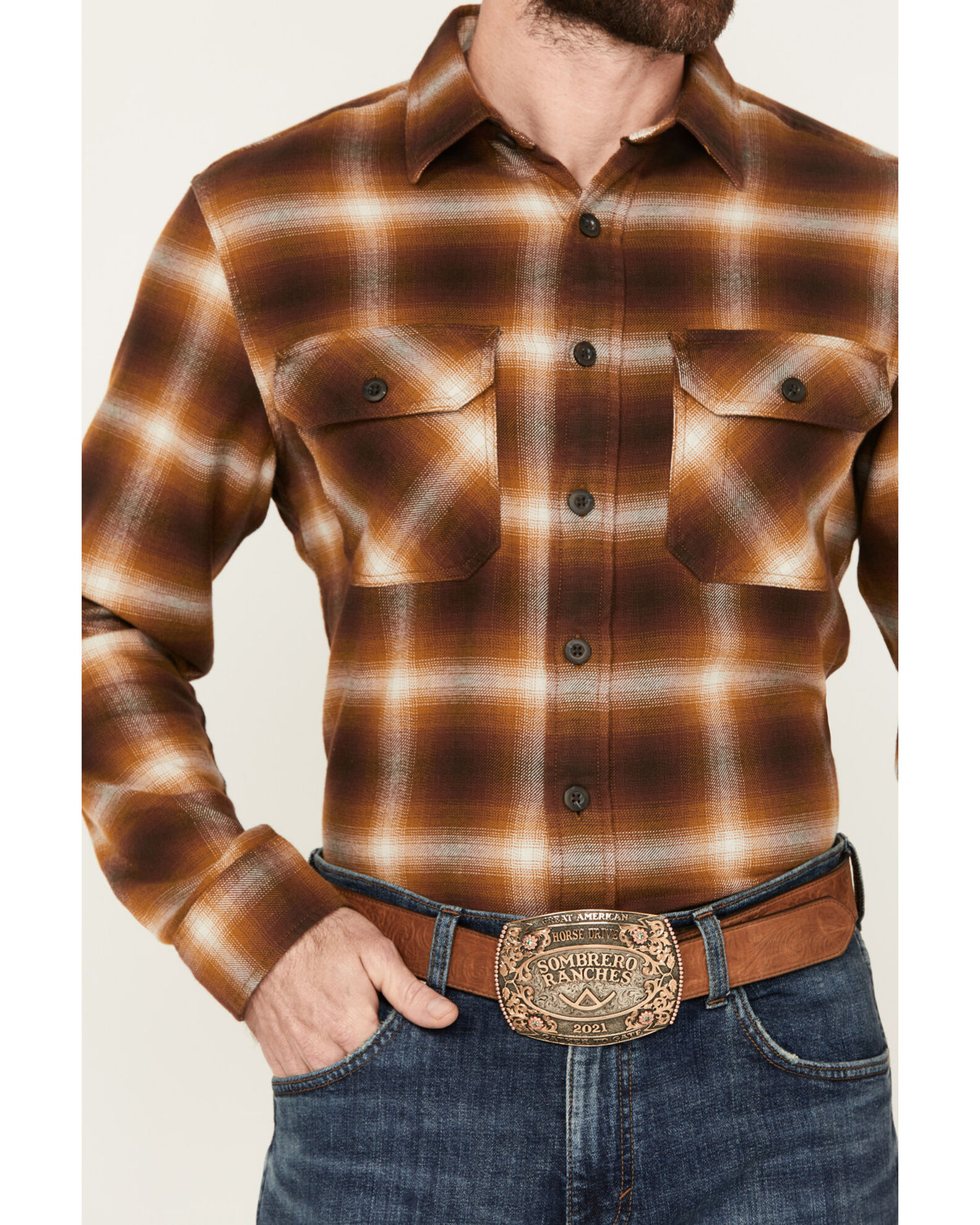 Pendleton Mens Burnside Plaid Print Long Sleeve Button Down Flannel