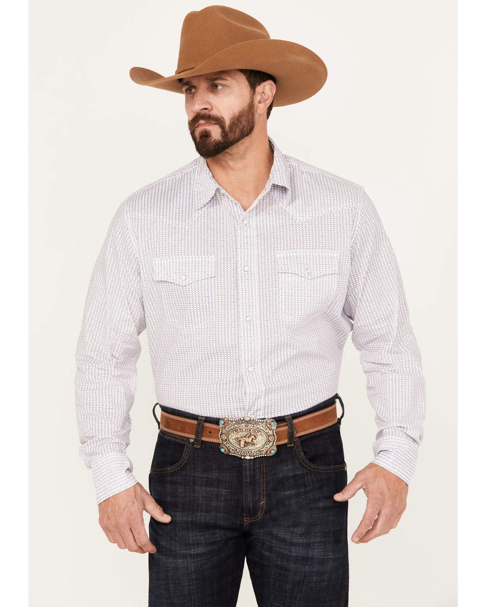 Wrangler 20x Mens Advanced Comfort Geo Print Long Sleeve Snap Western