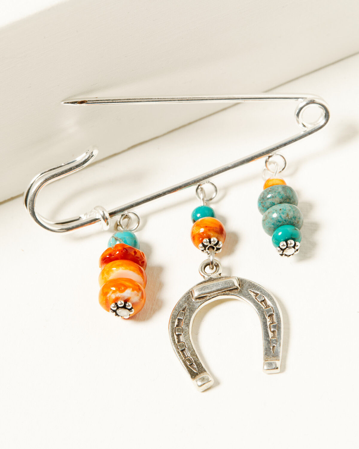 Paige Wallace Women's Dangle Hat Pin with Charms and Stones, Silver