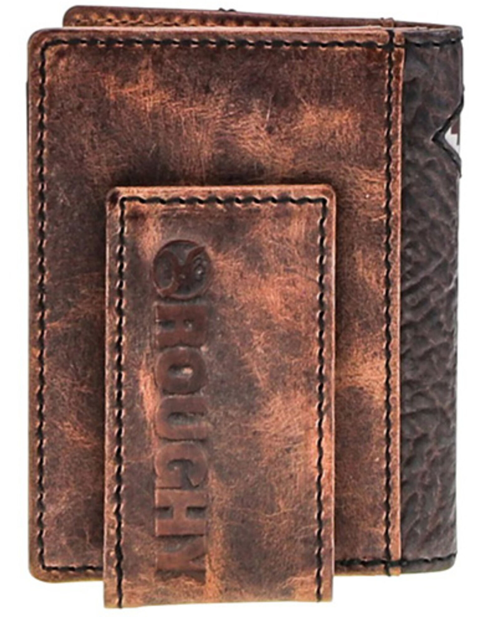 Hooey Men's Tahonta Roughy Diamond Patchwork Leather Wallet, Brown