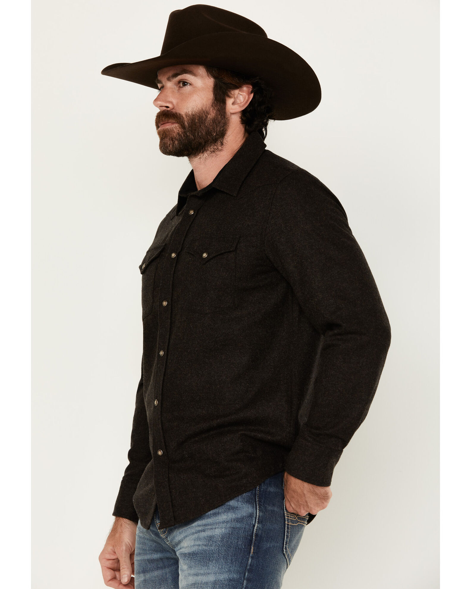 Pendleton Men's Canyon Solid Long Sleeve Snap Western Shirt, Black