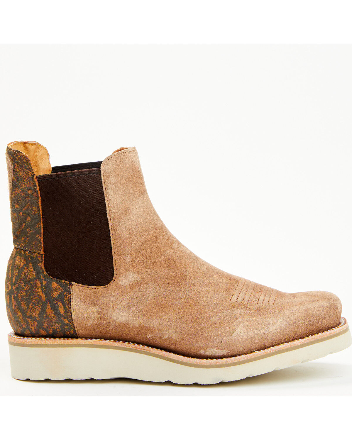 Horse Power Suede Chelsea Boots - Square Toe, Tan