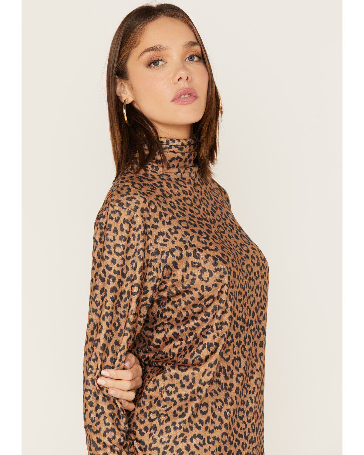 Tasha Polizzi Women's Kylie Leopard Print Turtleneck, Chocolate
