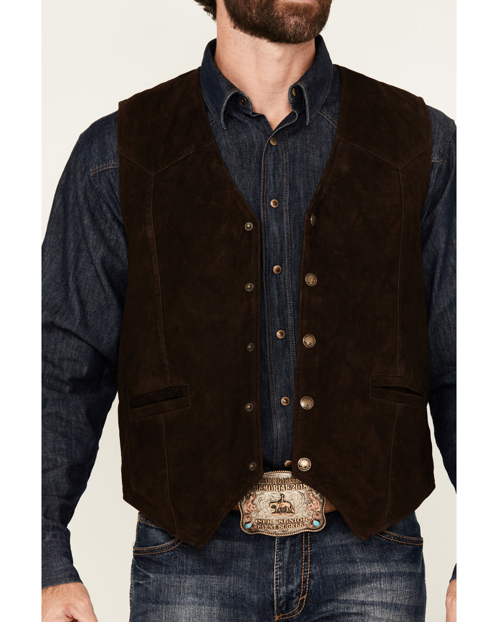 Cody James Men's Angus 2.0 Suede Snap Vest, Brown