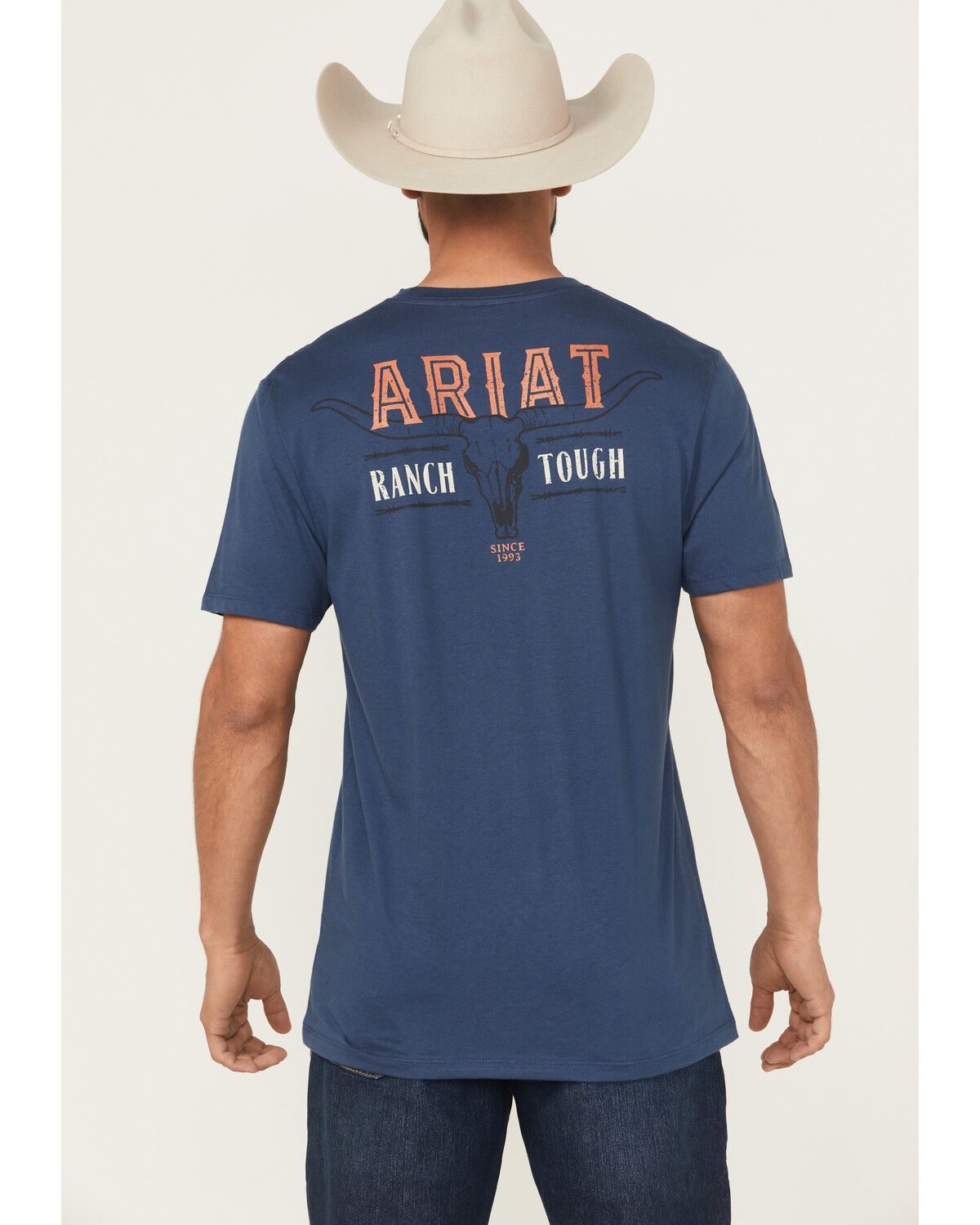 Image #1 - Ariat Men's Ranch Tough Short Sleeve Graphic T-Shirt, Blue ...