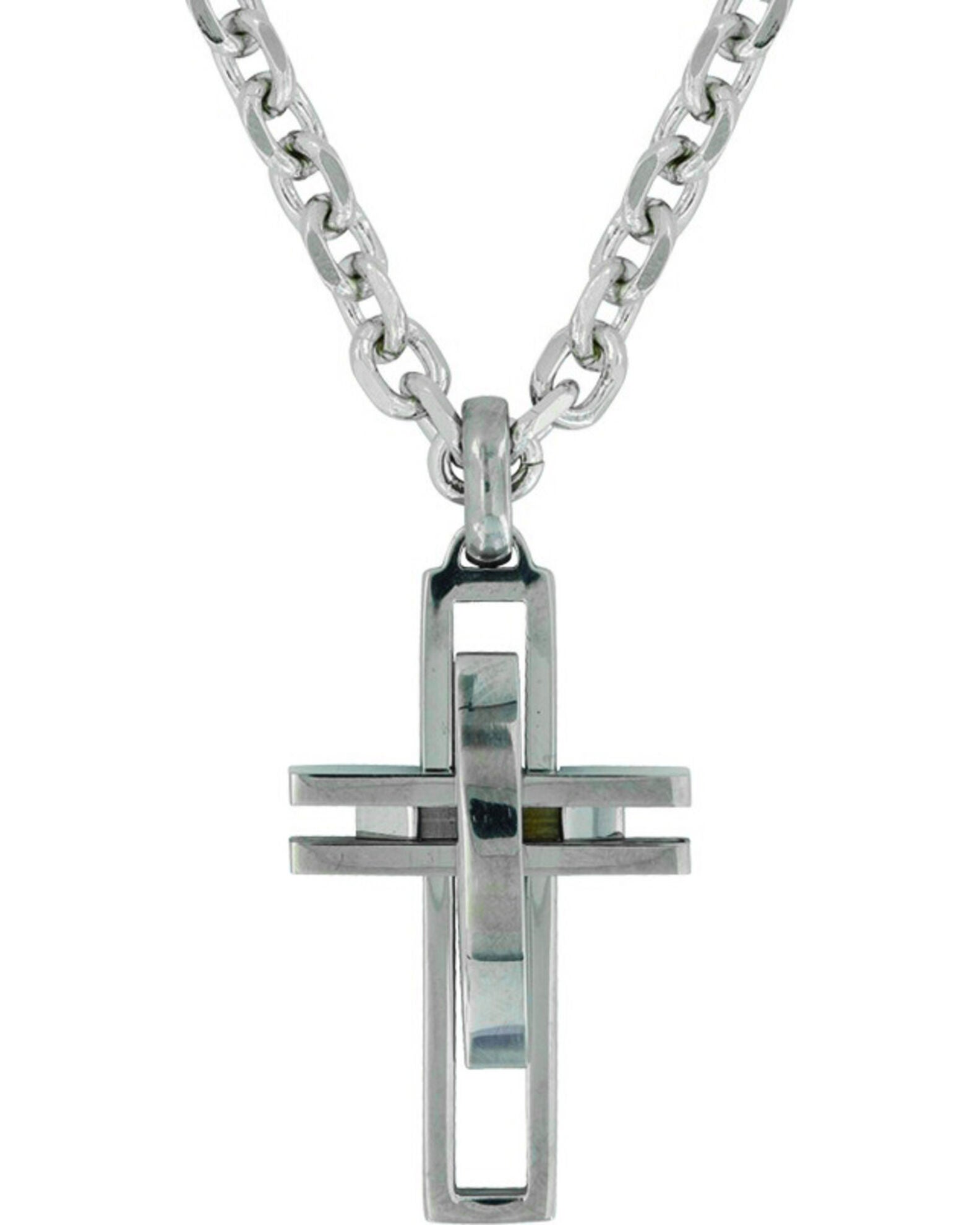 Montana Silversmiths Men's Modern Art Cross Necklace, Silver