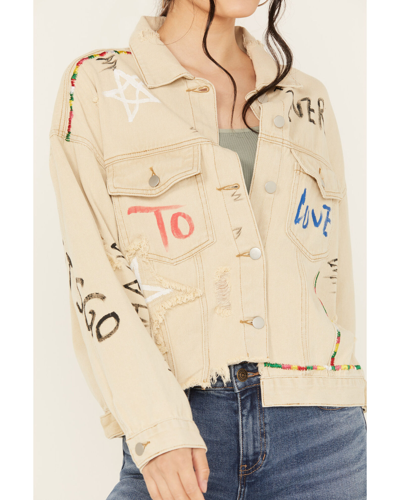 POL Women's Drawing Embellished Jacket