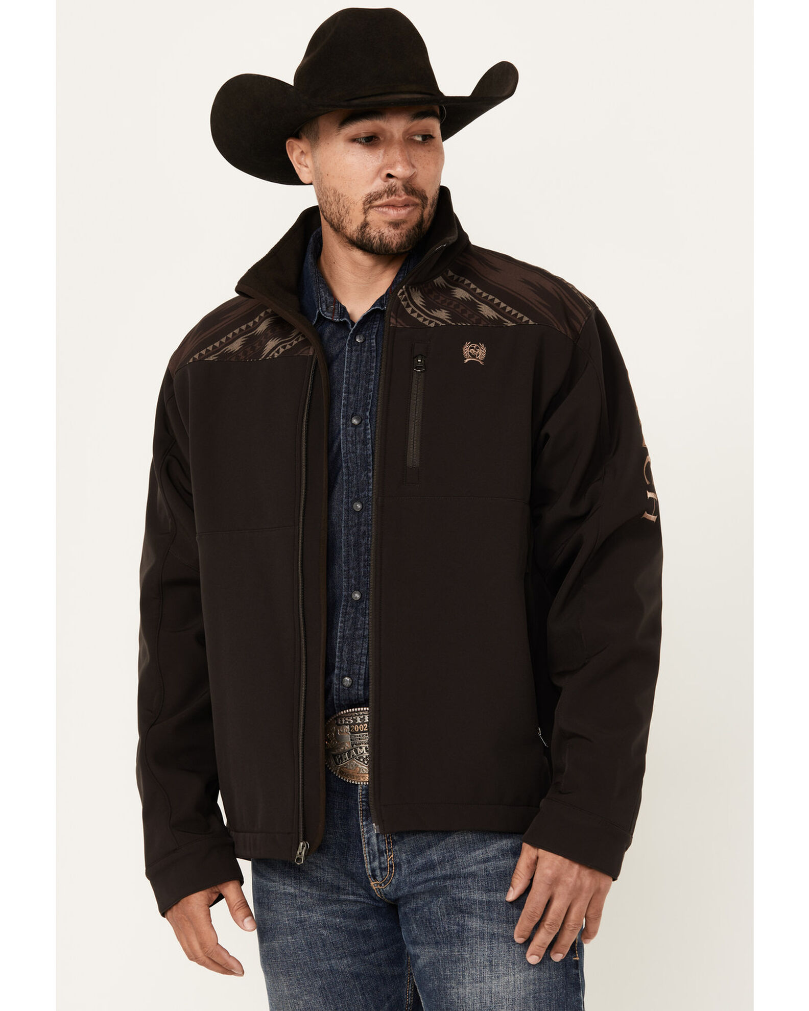 Cinch Mens Logo Bonded Softshell Jacket Brown