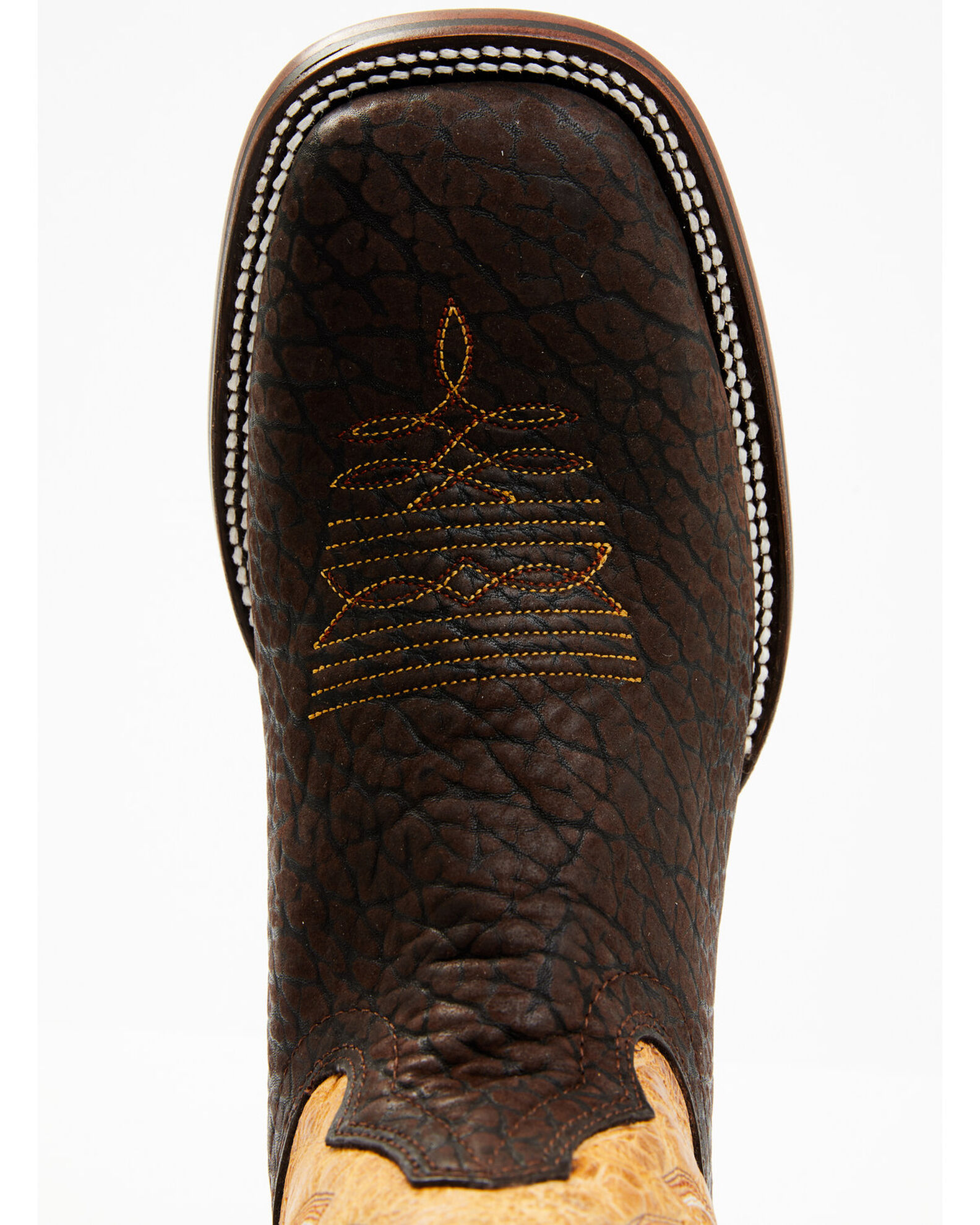 Hondo Boots Mens Bullhide Western Boots Broad Square Toe Brown