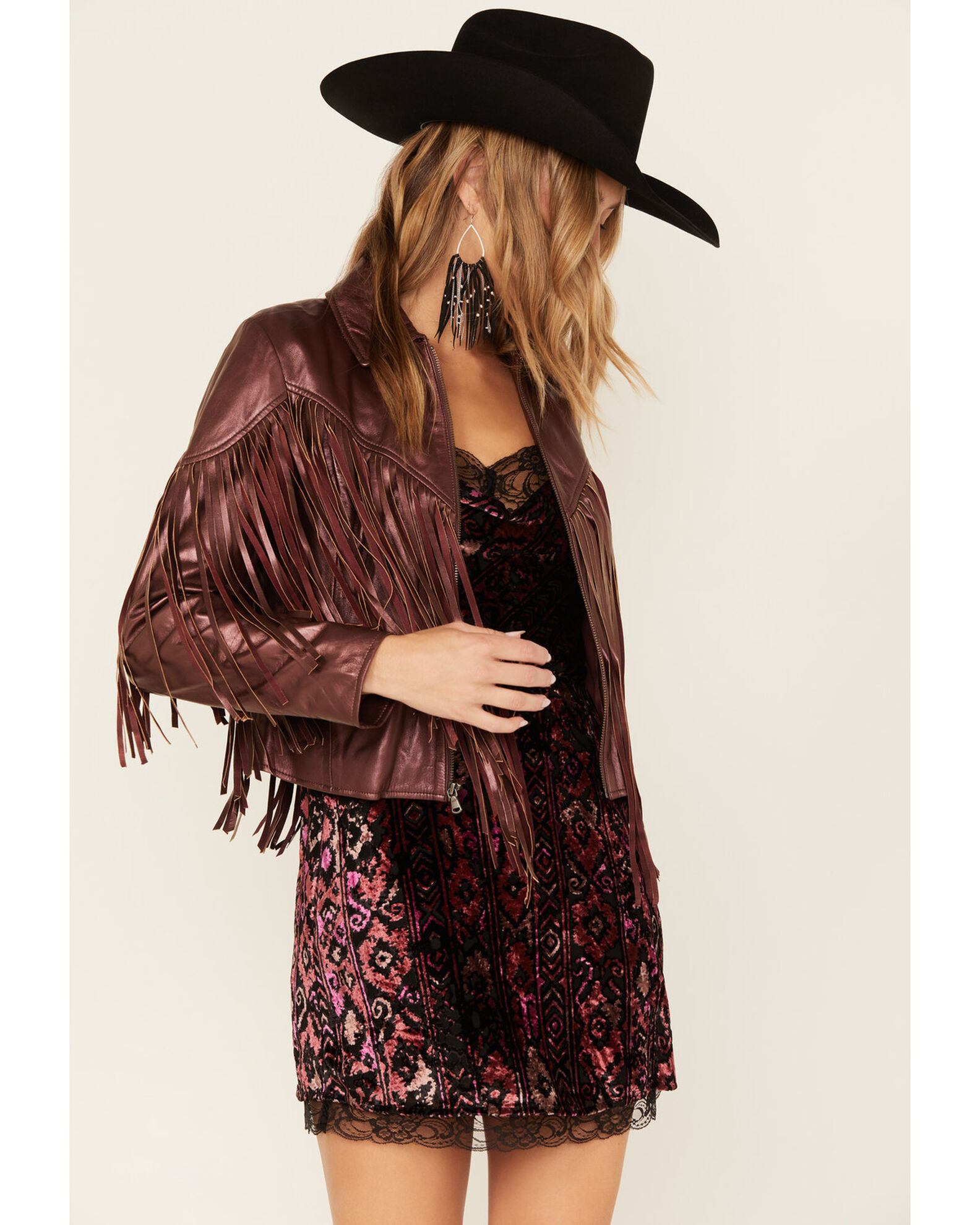 Idyllwind Womens Metallic Zip Front Fringe Moto Jacket Boot Barn