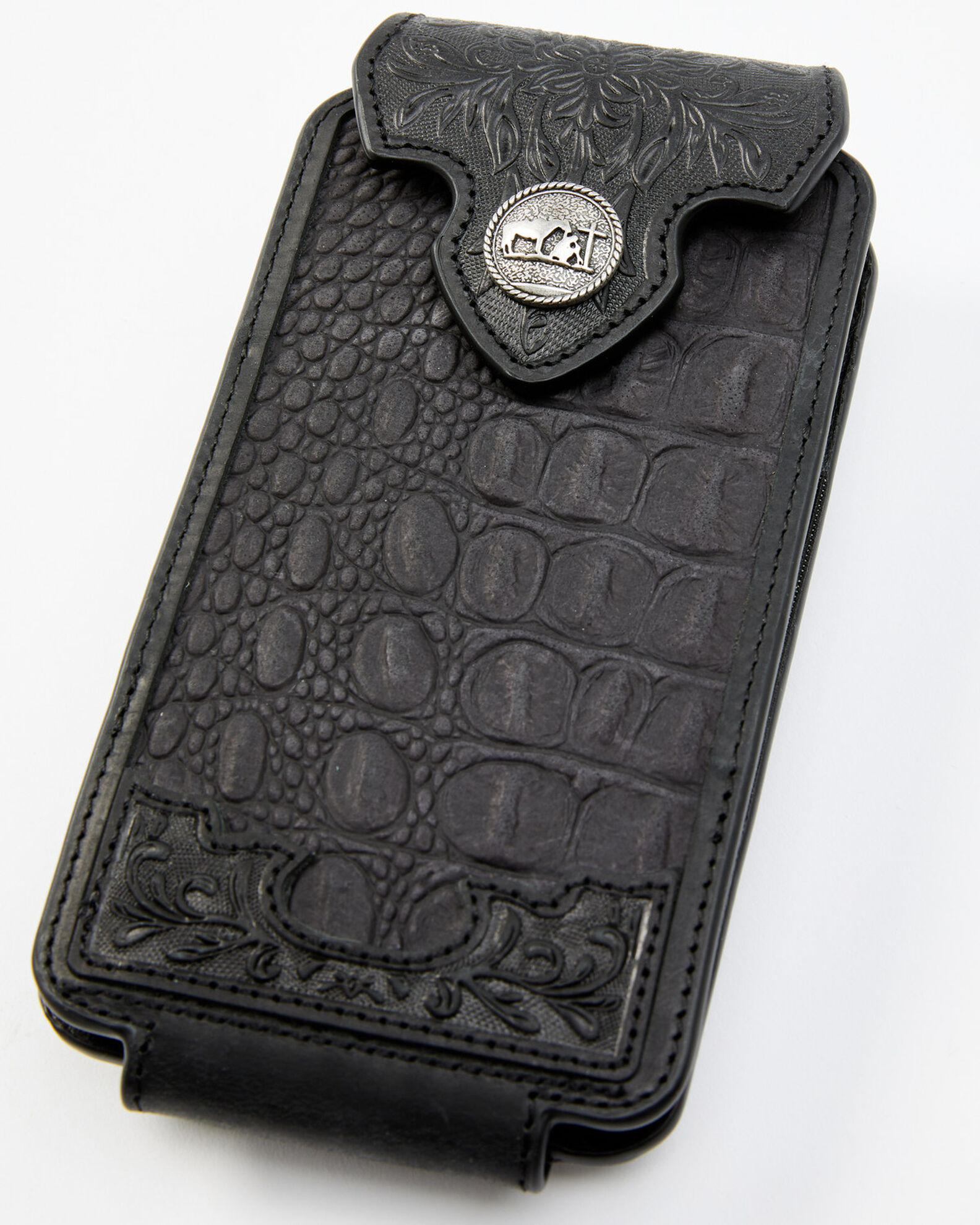 Cody James Men's Crocodile Embossed Cell Phone Case, Black
