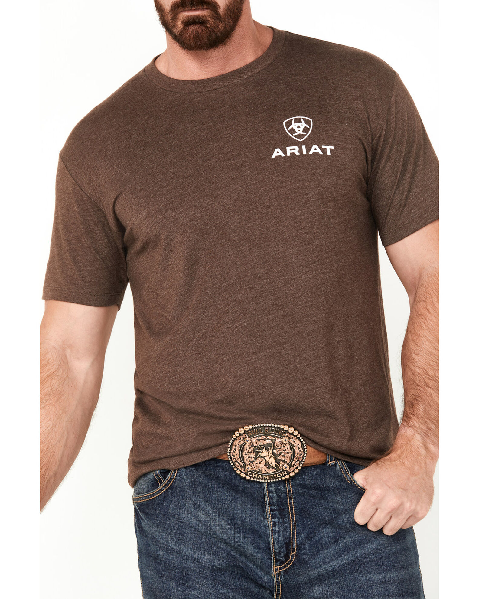 Ariat Men's Outline Logo Short Sleeve Graphic T-Shirt, Brown