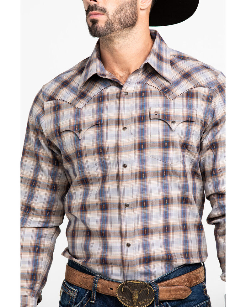 Stetson Mens Dobby Med Plaid Long Sleeve Western Shirt Boot Barn