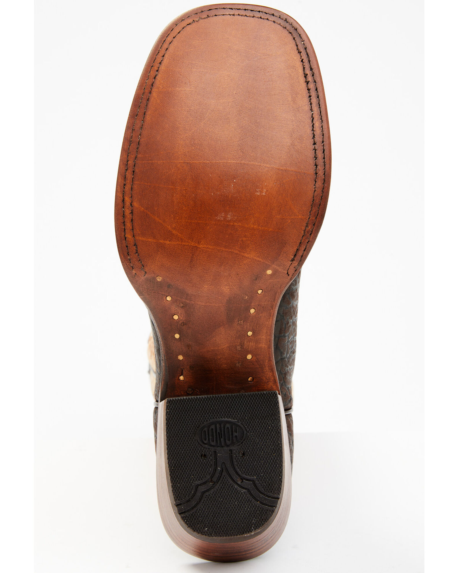 Hondo Boots Mens Bullhide Western Boots Broad Square Toe Brown