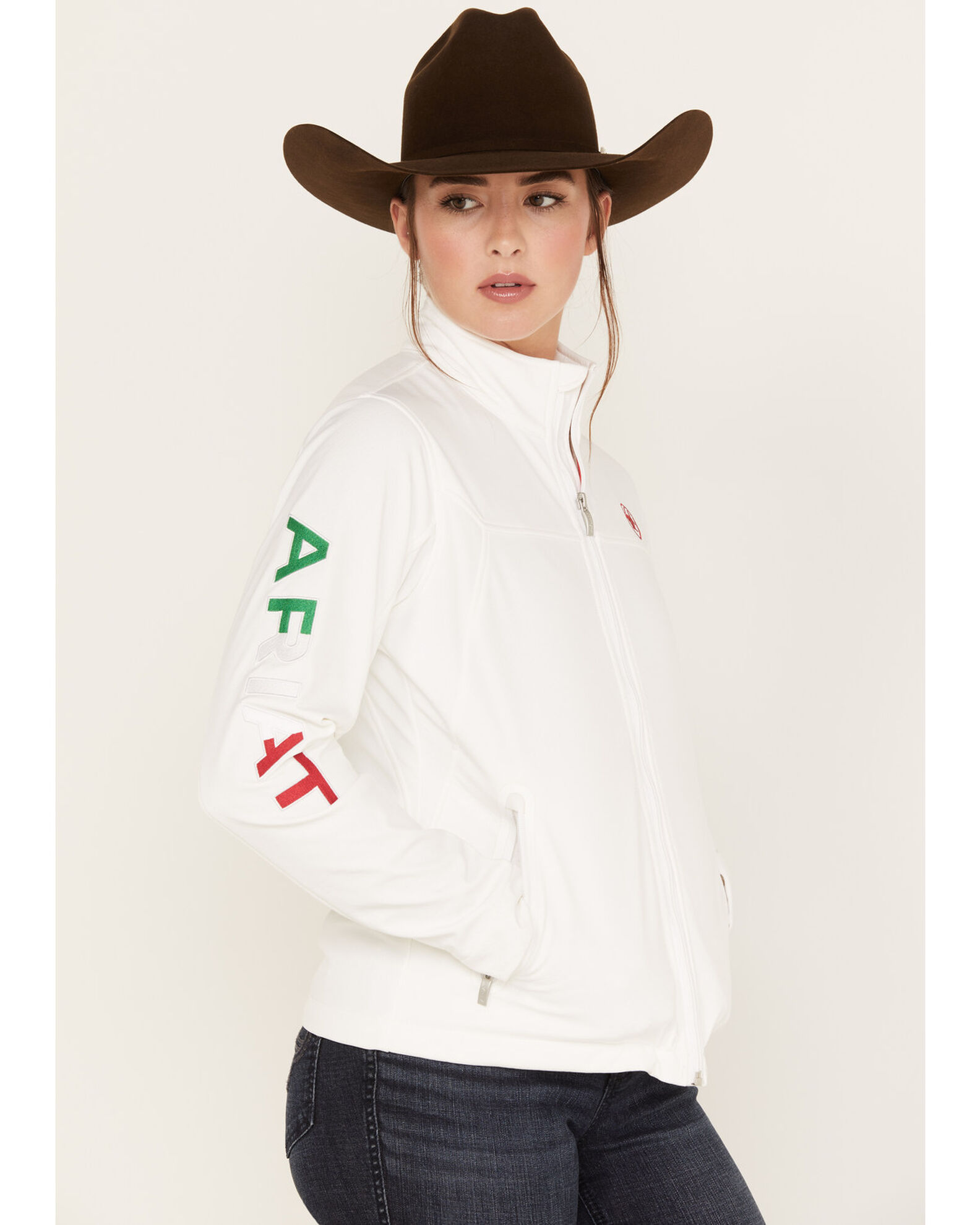 Ariat Women's Classic Team Mexico Flag Softshell Jacket, White