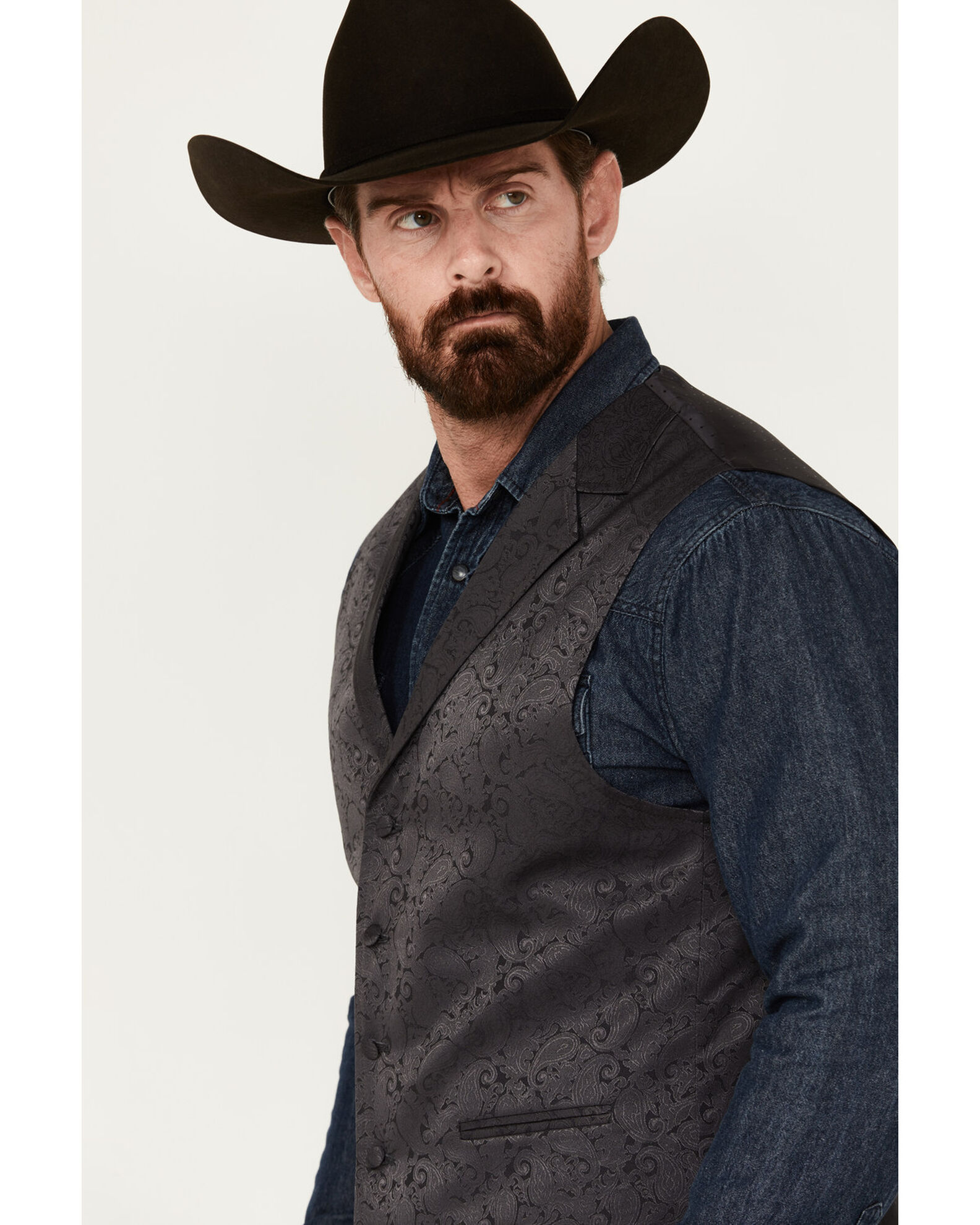 Cody James Men's Nashville Paisley Print Dress Vest, Dark Grey