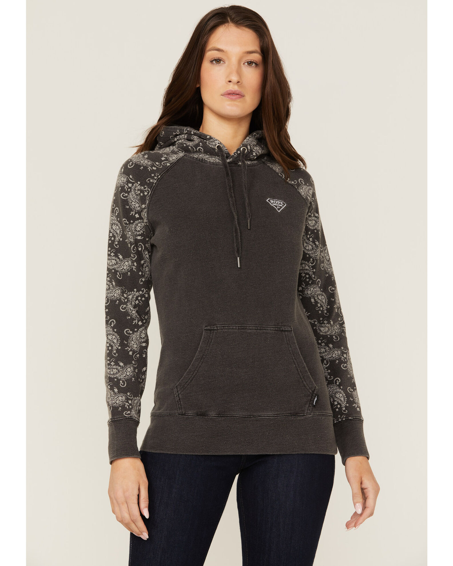 Hooey Women's Rope Like A Girl Bandana Print Pullover Hoodie Sweatshirt ...