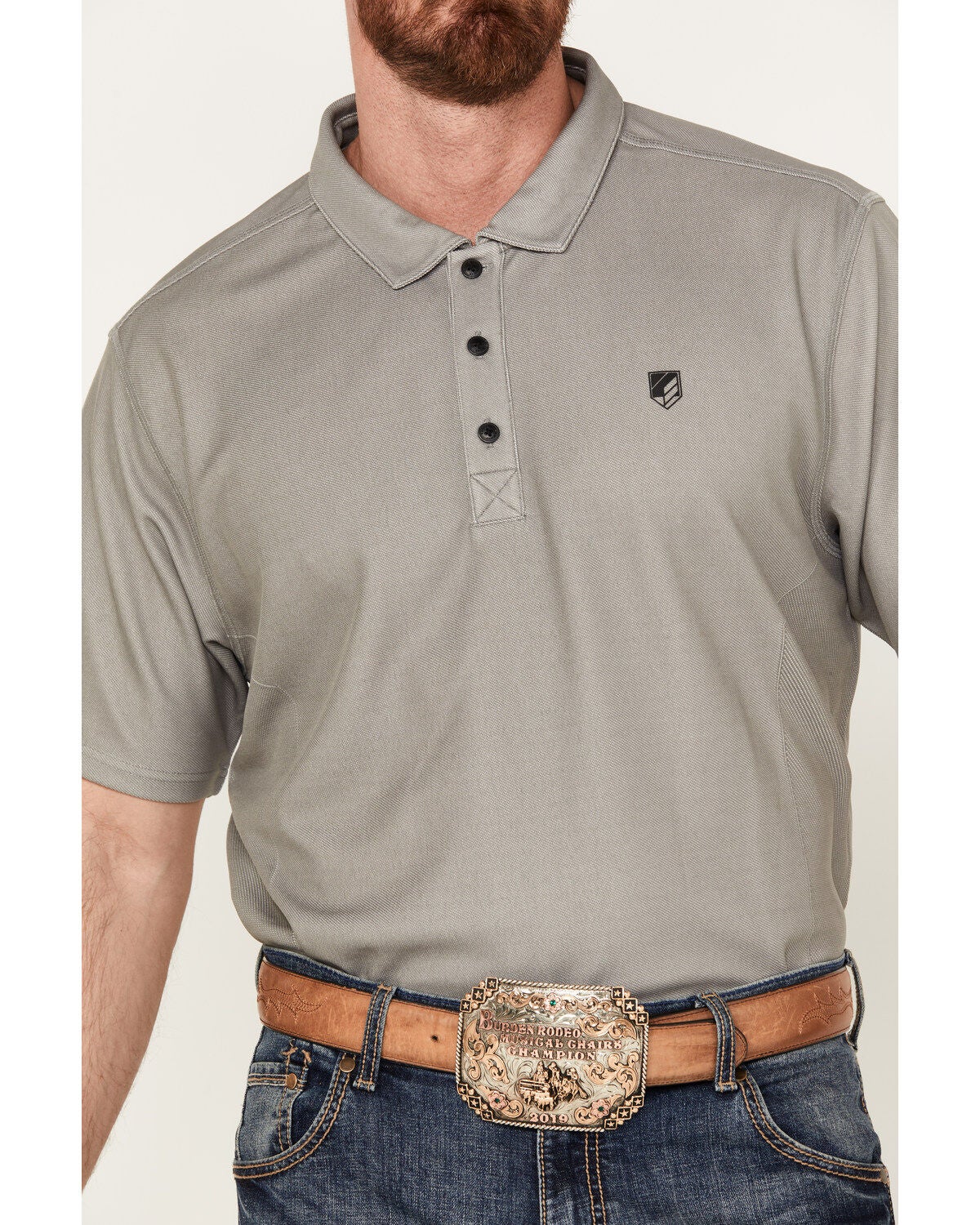 RANK 45® Men's Engineer Short Sleeve Polo Shirt, Grey